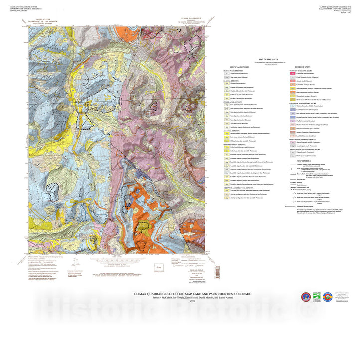 Map : Climax Quadrangle Geologic Map, Lake and Park Counties, Colorado ...