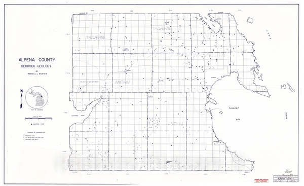 Map : Alpena County Bedrock Geology, 1983 Cartography Wall Art ...