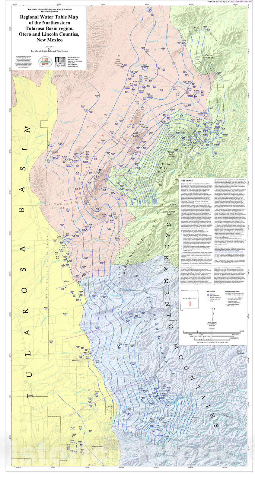 Map : Regional water table map of the northeastern Tularosa Basin regi ...
