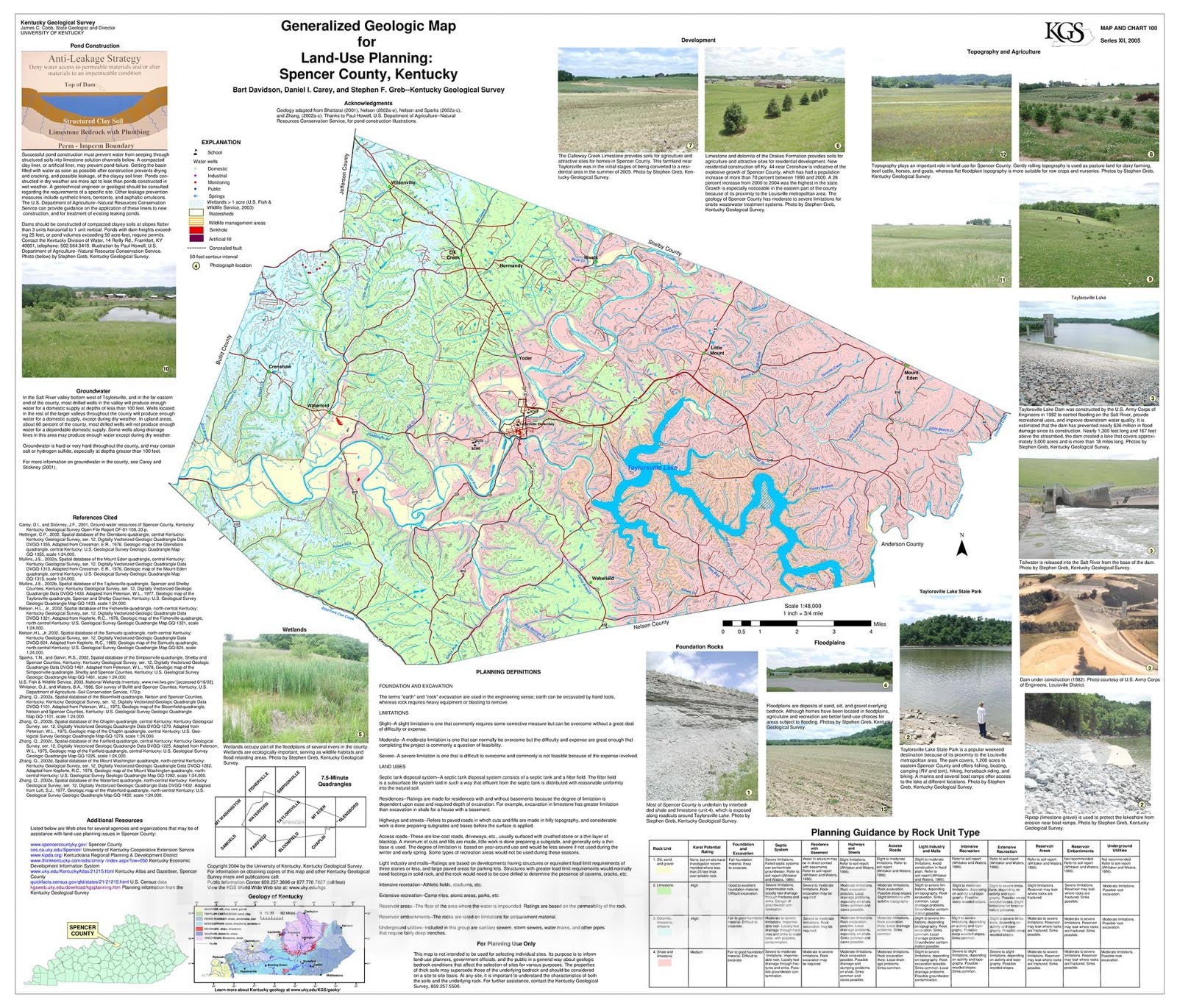 Map : Generalized geologic map for land-use planning: Spencer County ...