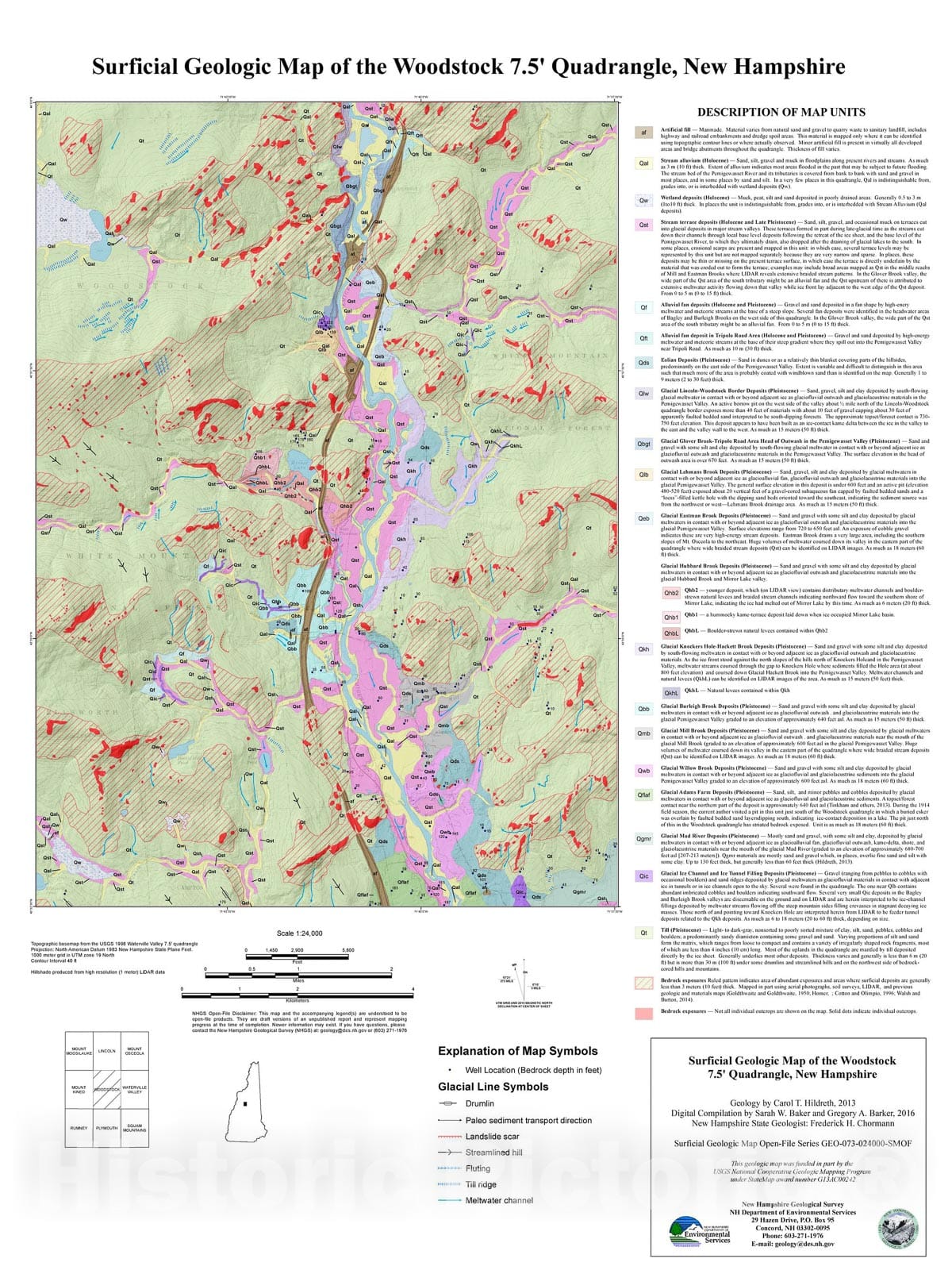 Map : Surficial geologic map of the Woodstock 7.5' quadrangle, New Ham ...