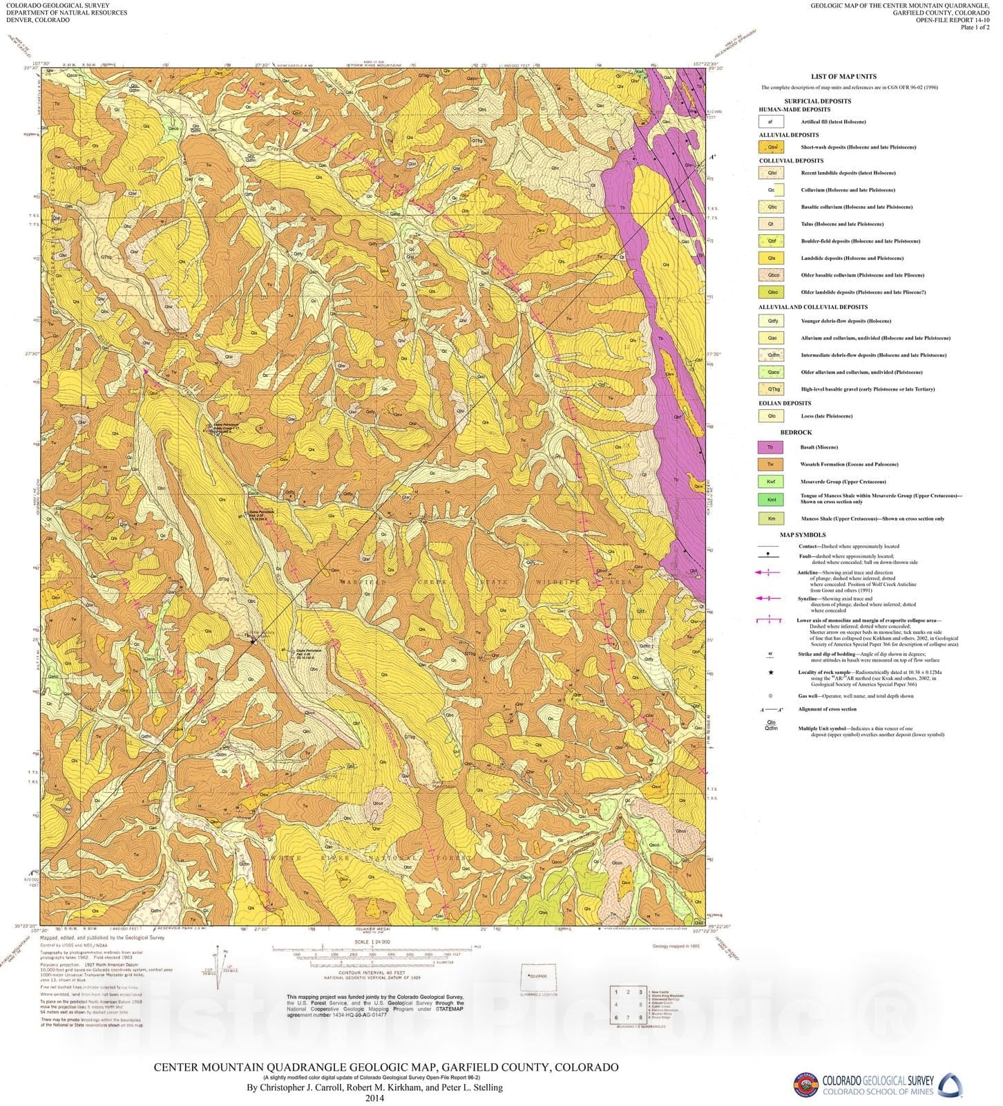 Map : Geologic Map of the Center Mountain quadrangle, Garfield County ...