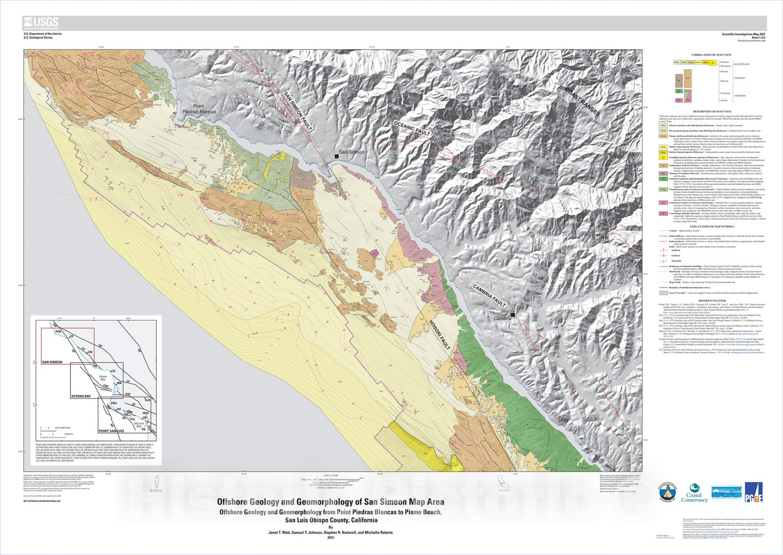 Map : Offshore geology and geomorphology from Point Piedras Blancas to ...