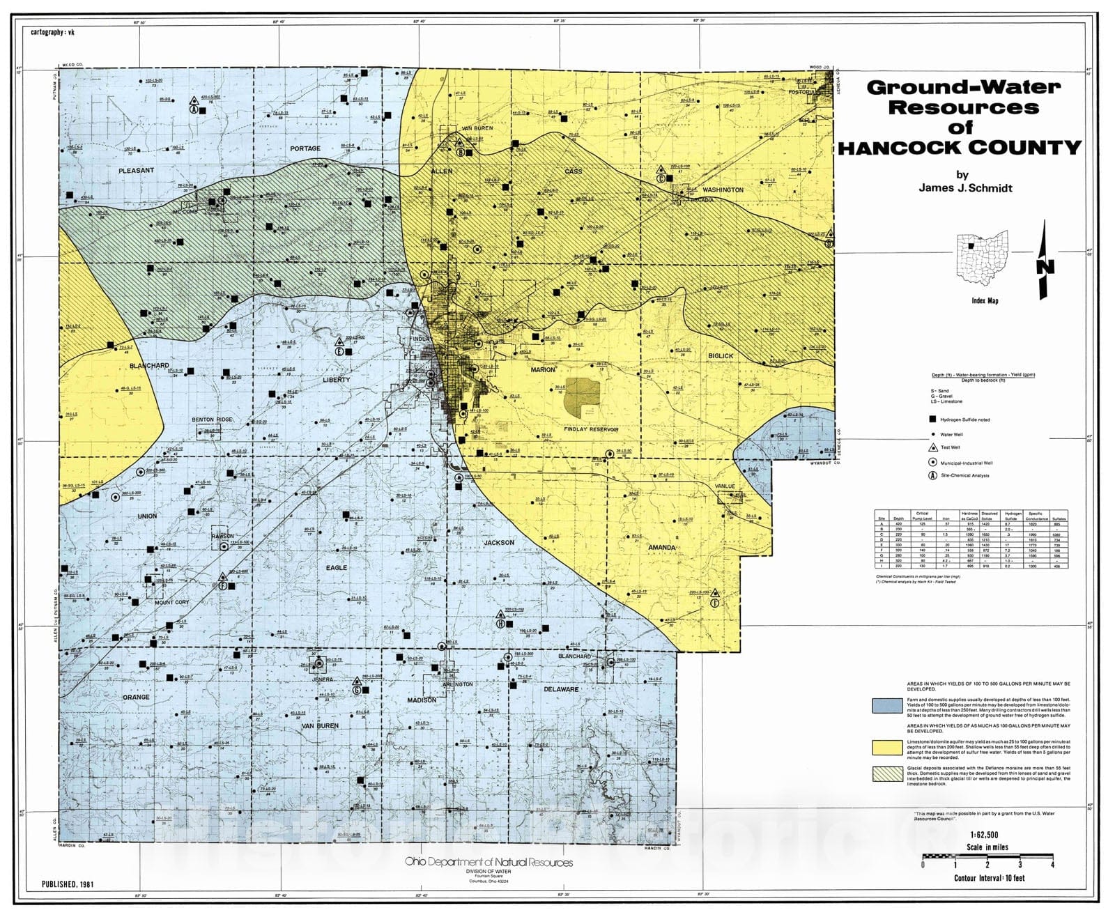 Map : Ground-water resources of Hancock County, 1981 Cartography Wall ...