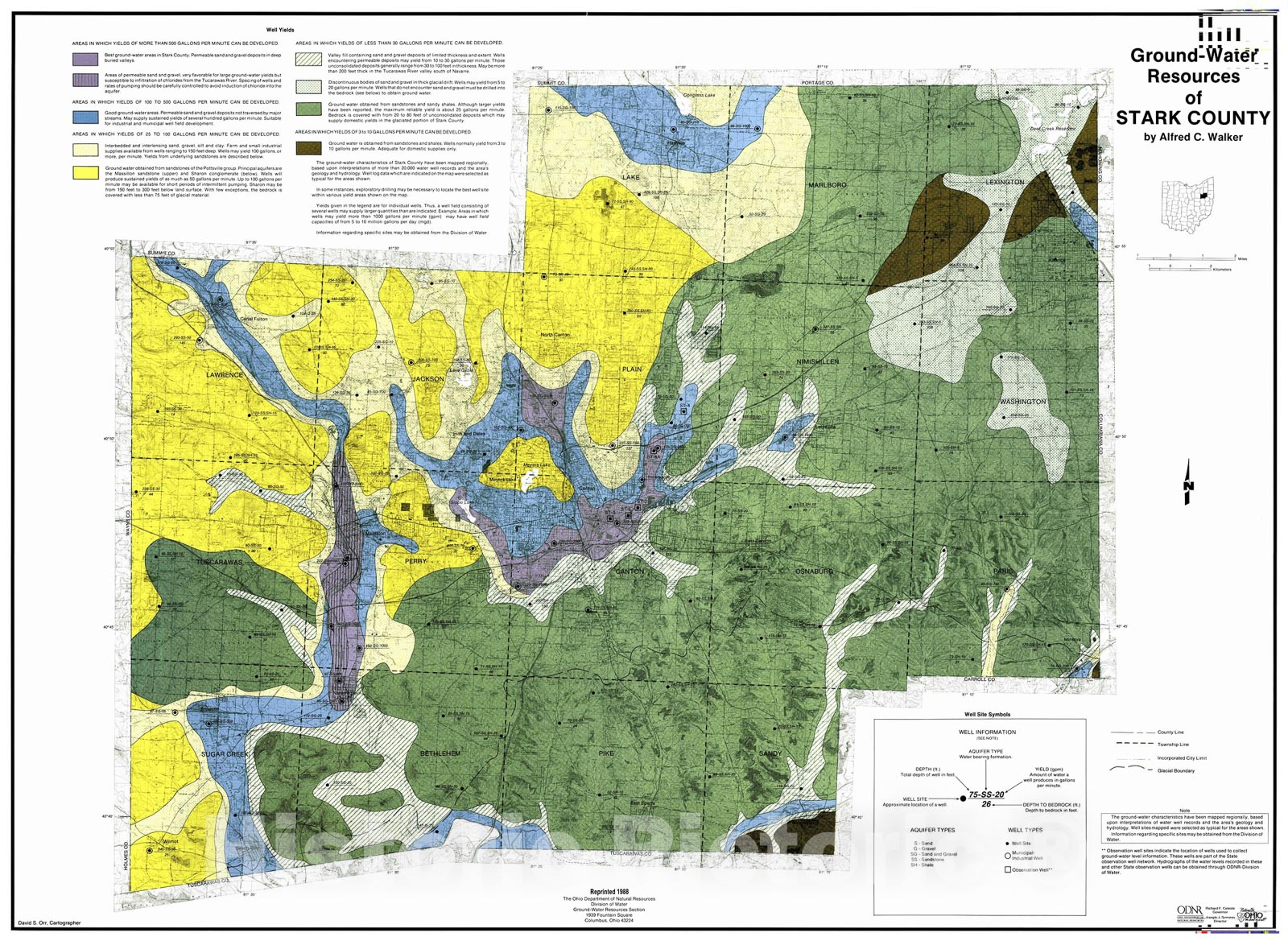 Map : Ground-water resources of Stark County, 1979 Cartography Wall Ar ...