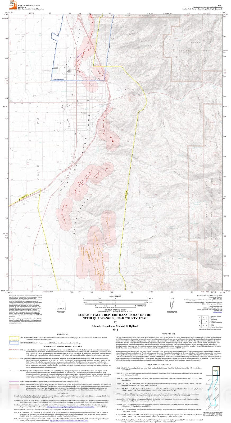 Map : Surface fault rupture hazard map of the Nephi quadrangle, Juab C ...