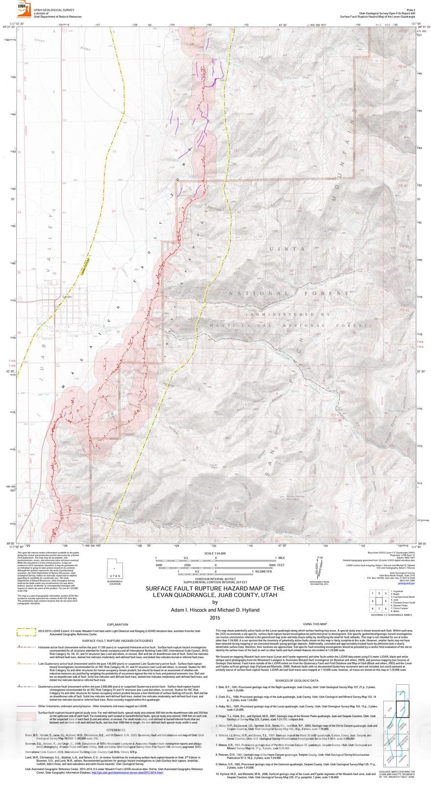 Map : Surface fault rupture hazard map of the Levan quadrangle, Juab C ...