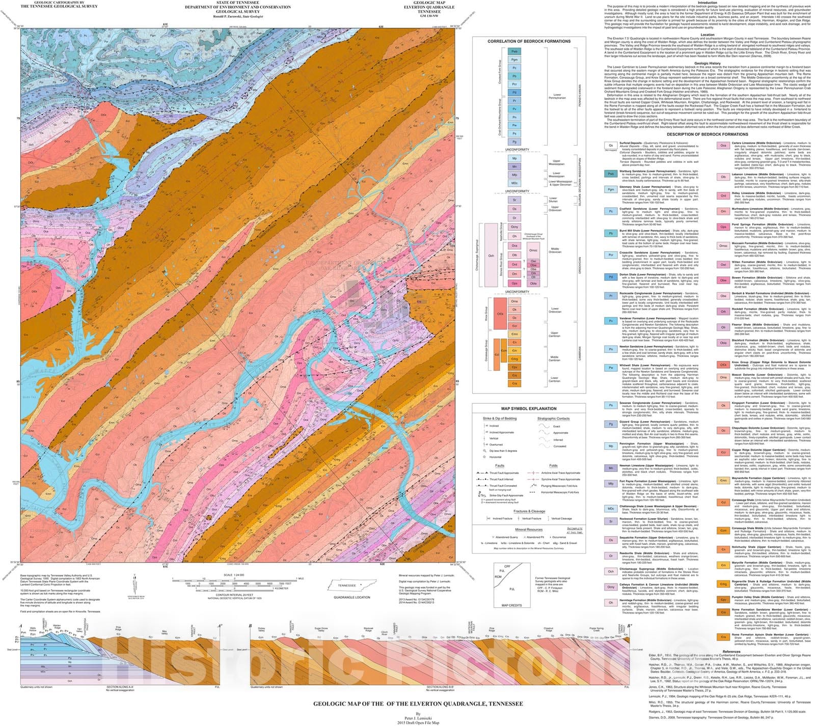 Map : Geologic map of the Elverton quadrangle, Tennessee, 2015 Cartogr ...
