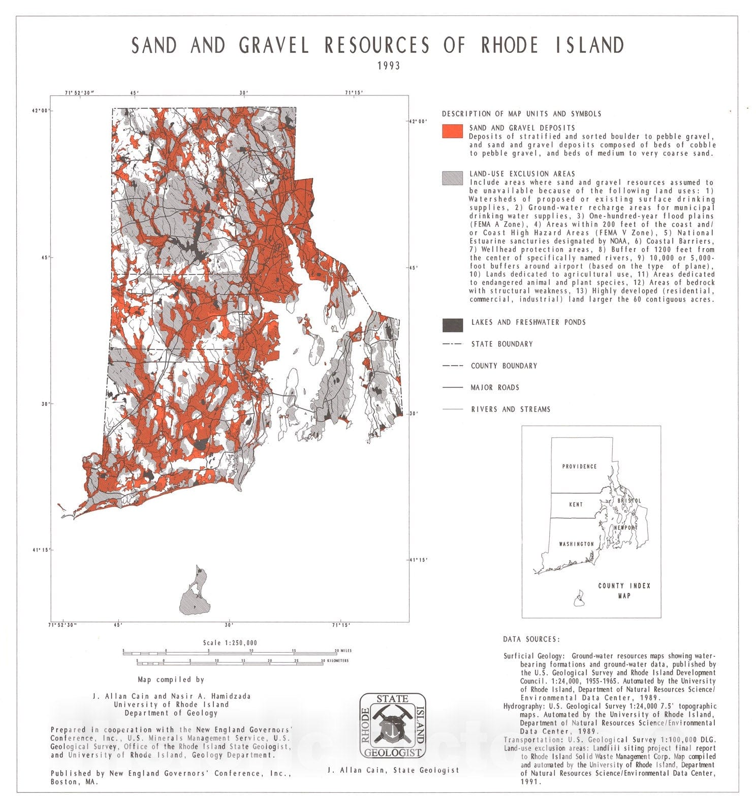 Map : Sand and gravel resources of Rhode Island, 1993 Cartography Wall ...