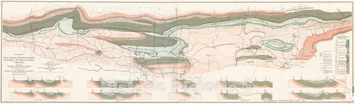 Map : The Valley coal fields of Virginia, 1925 Cartography Wall Art ...