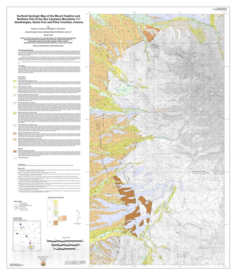 Map : Surficial geologic map of the Mount Hopkins and northern part of ...