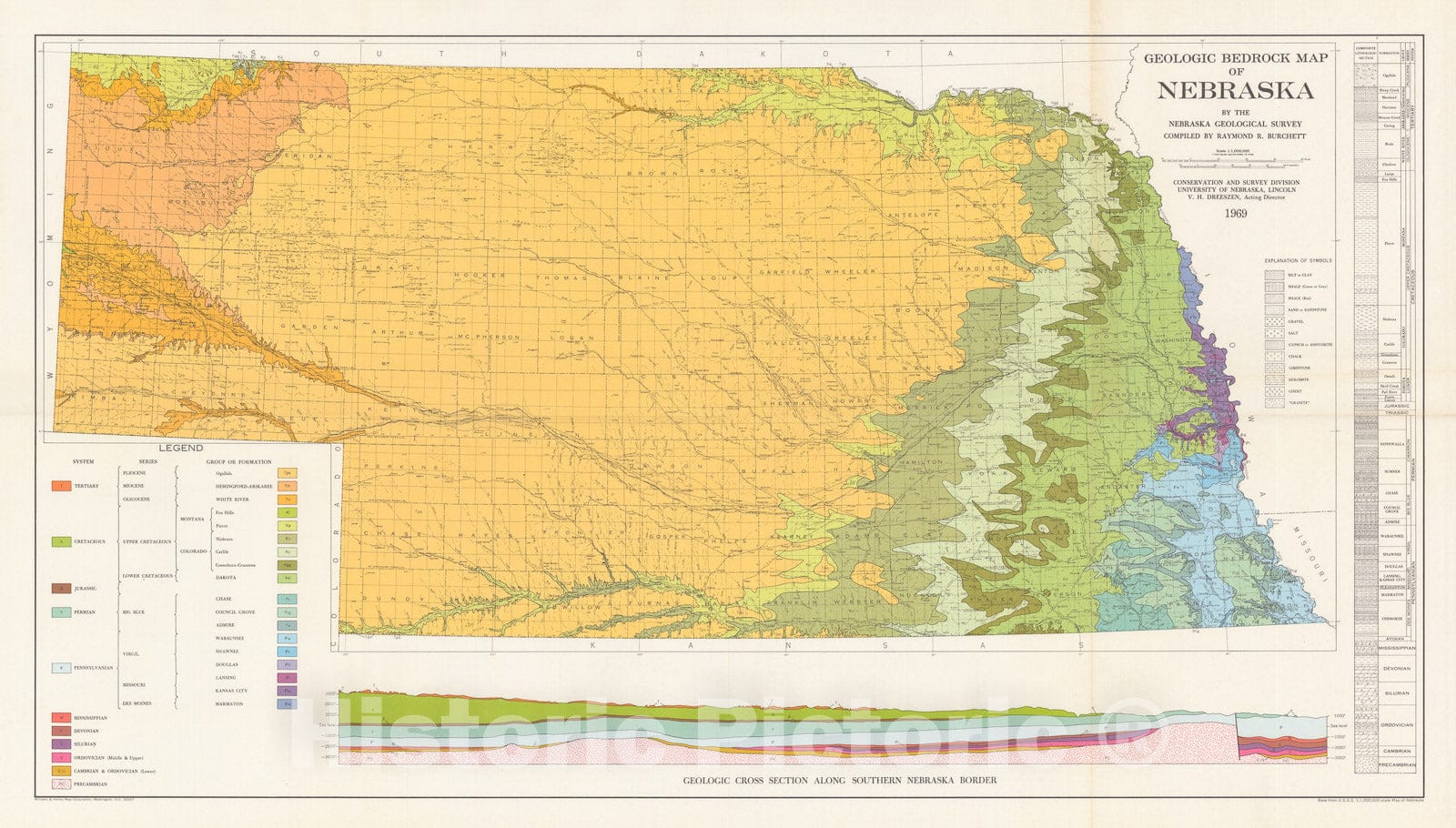 Map : Geologic bedrock map of Nebraska, 1969 Cartography Wall Art ...