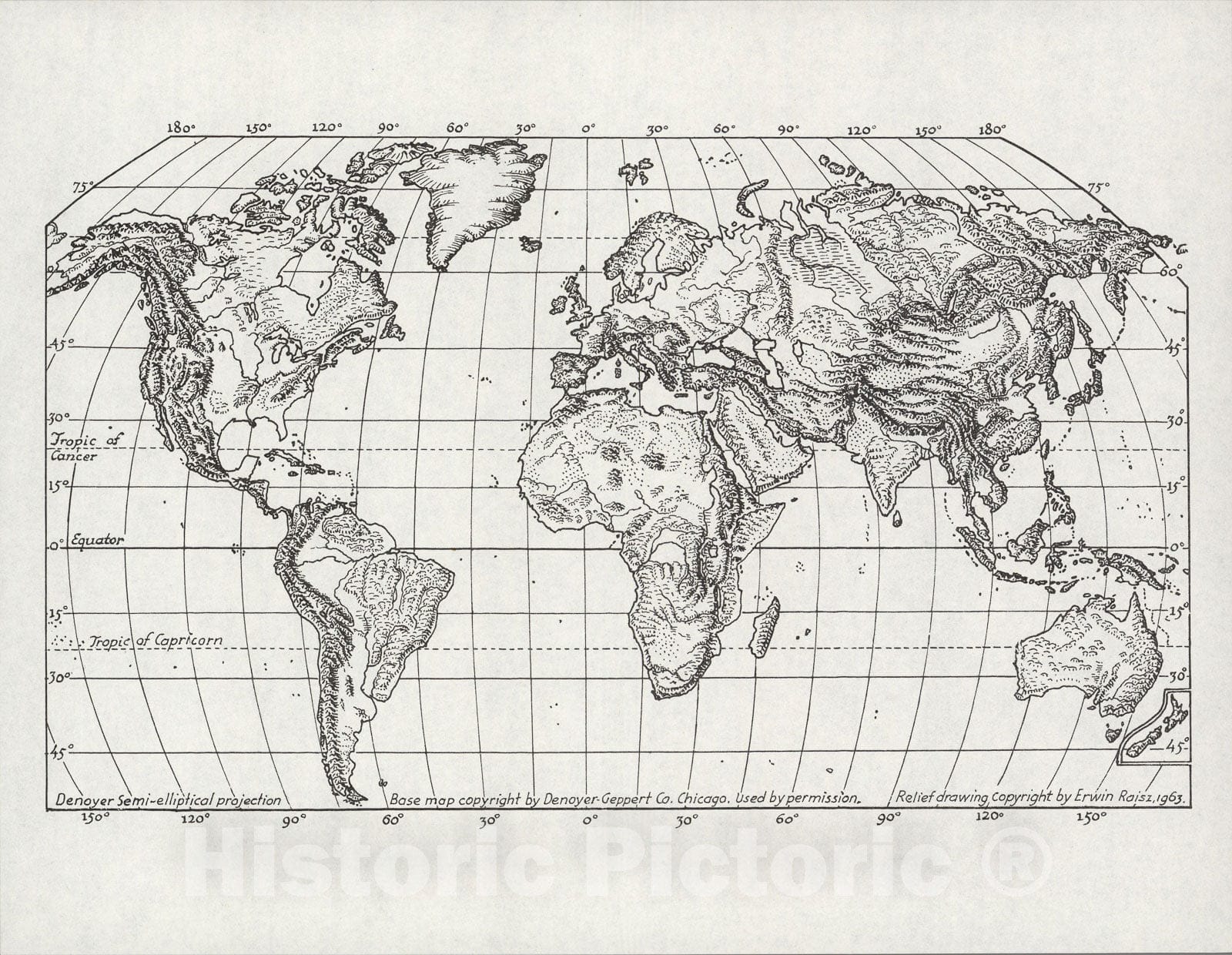 Antique World Map Black And White