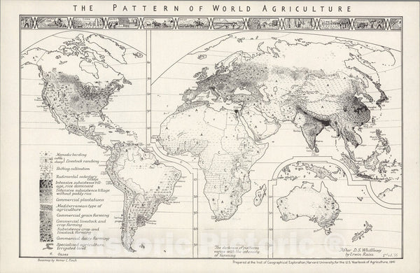Historic Map : Pattern of World Agriculture., 1955, Vintage Wall Art ...