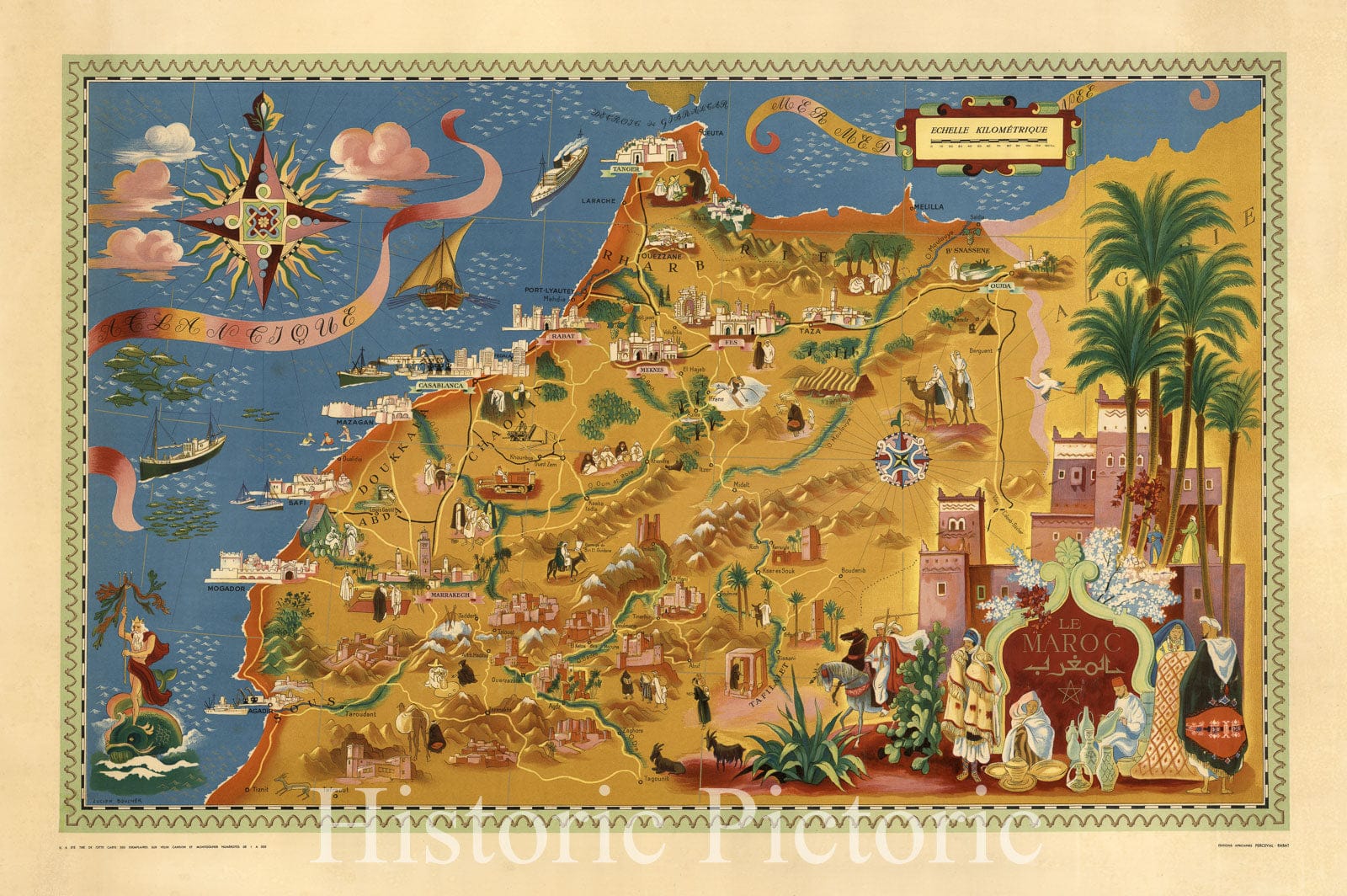 Historic Map : Le Maroc. Morocco., 1948, Vintage Wall Art – Historic ...