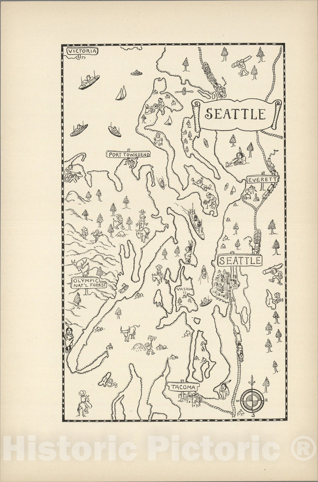 Historic Map : Seattle., 1934, Vintage Wall Art – Historic Pictoric