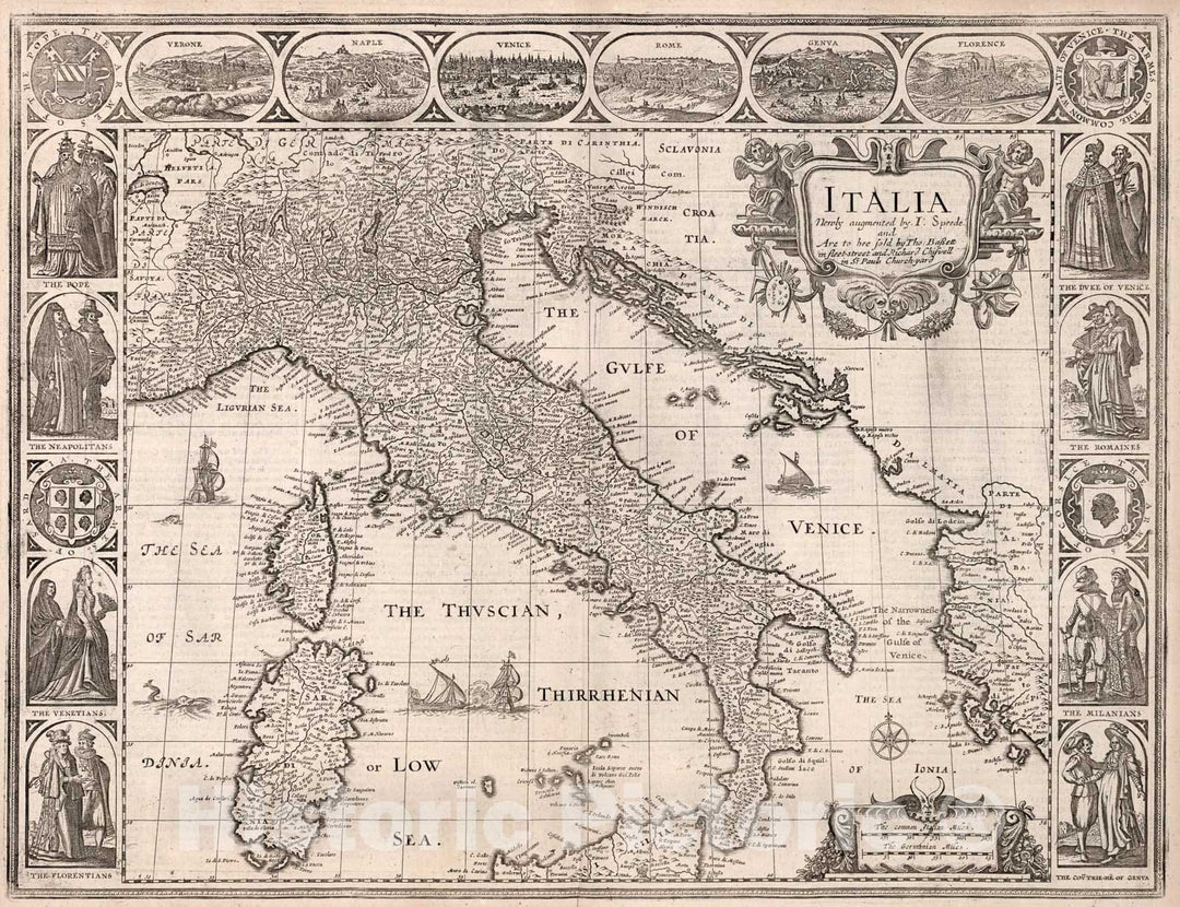Historic Map : Italia., 1676, Vintage Wall Art – Historic Pictoric