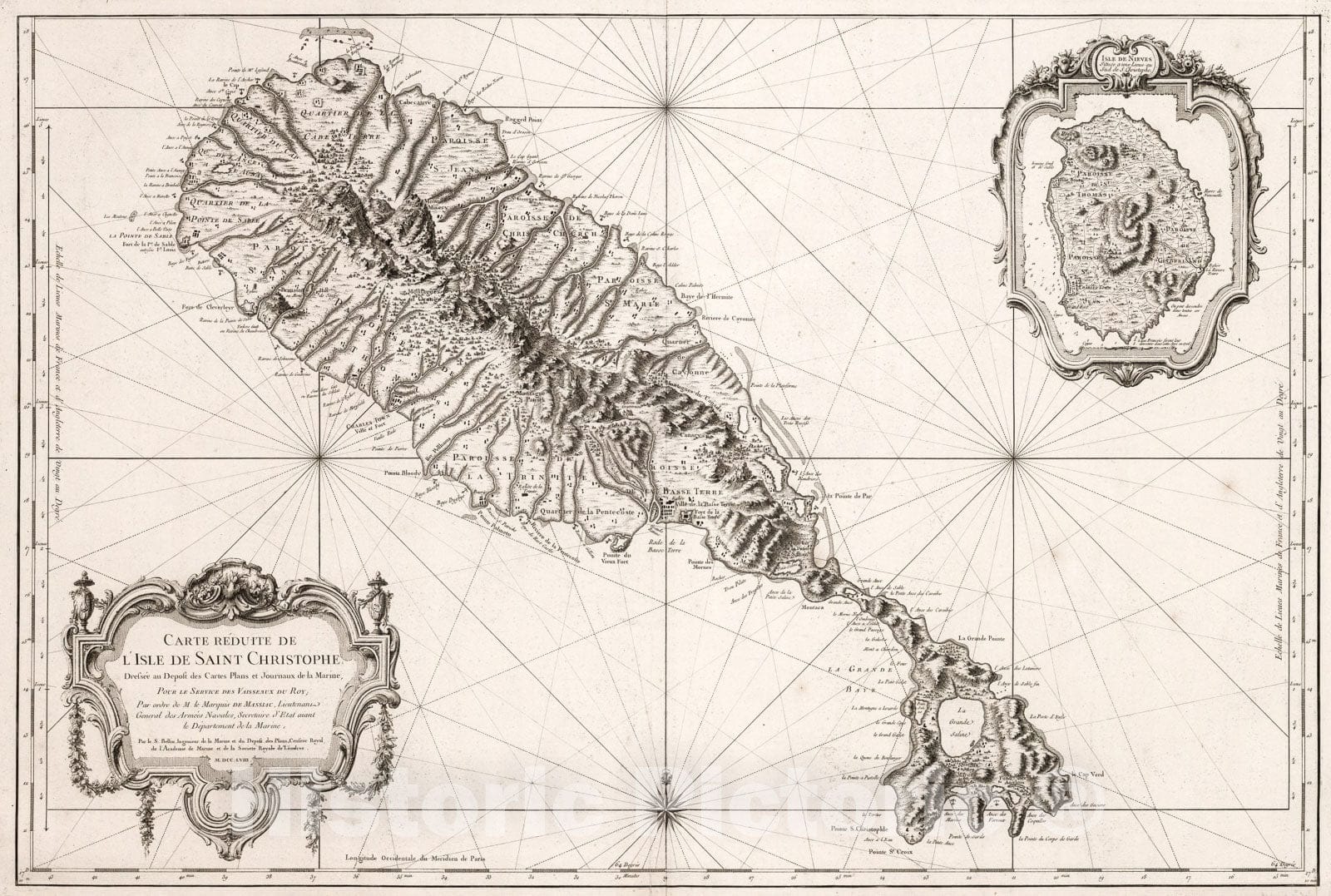 Historic Map : Carte Reduite des l'Isle de Saint Christophe., 1758, Vi ...