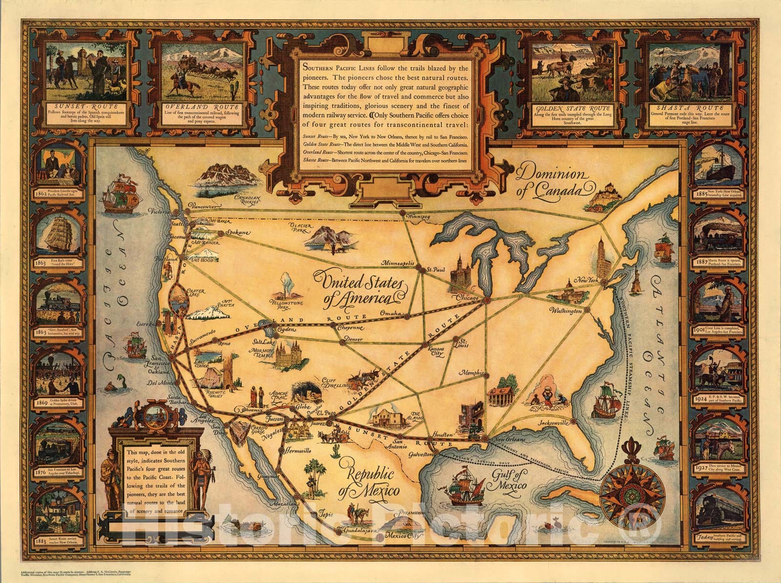 Historic Map : United States of America. Printed in U.S.A. 1928, S.P ...