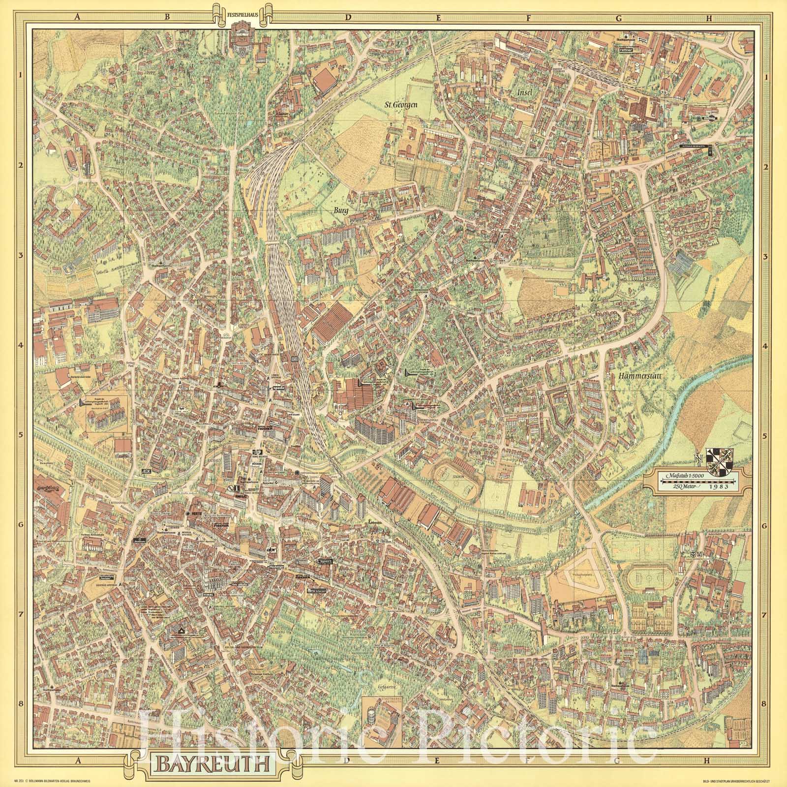 Historic Map : Bayreuth, Germany., 1983, Vintage Wall Art – Historic ...
