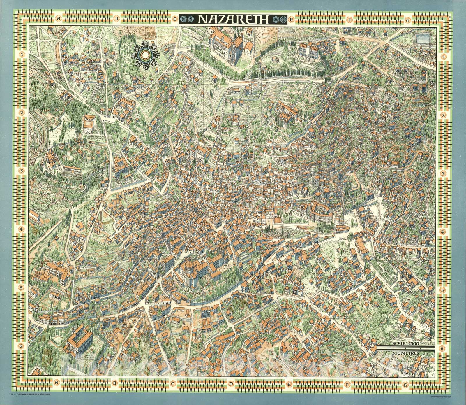 Historic Map : Nazareth, Israel., 1972, Vintage Wall Art - Historic ...