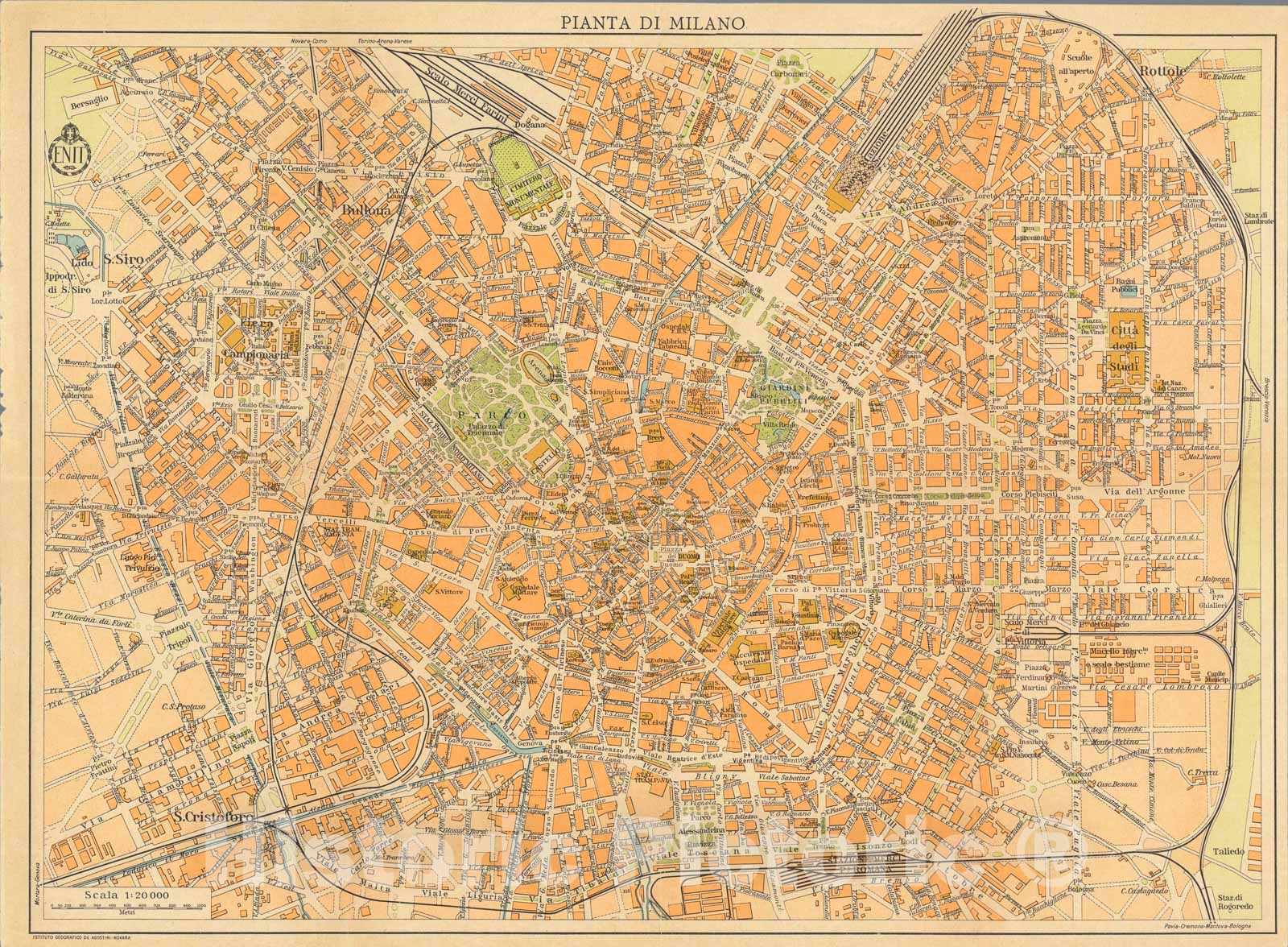 Historic Map : Pianta di Milano., 1955, Vintage Wall Art – Historic ...