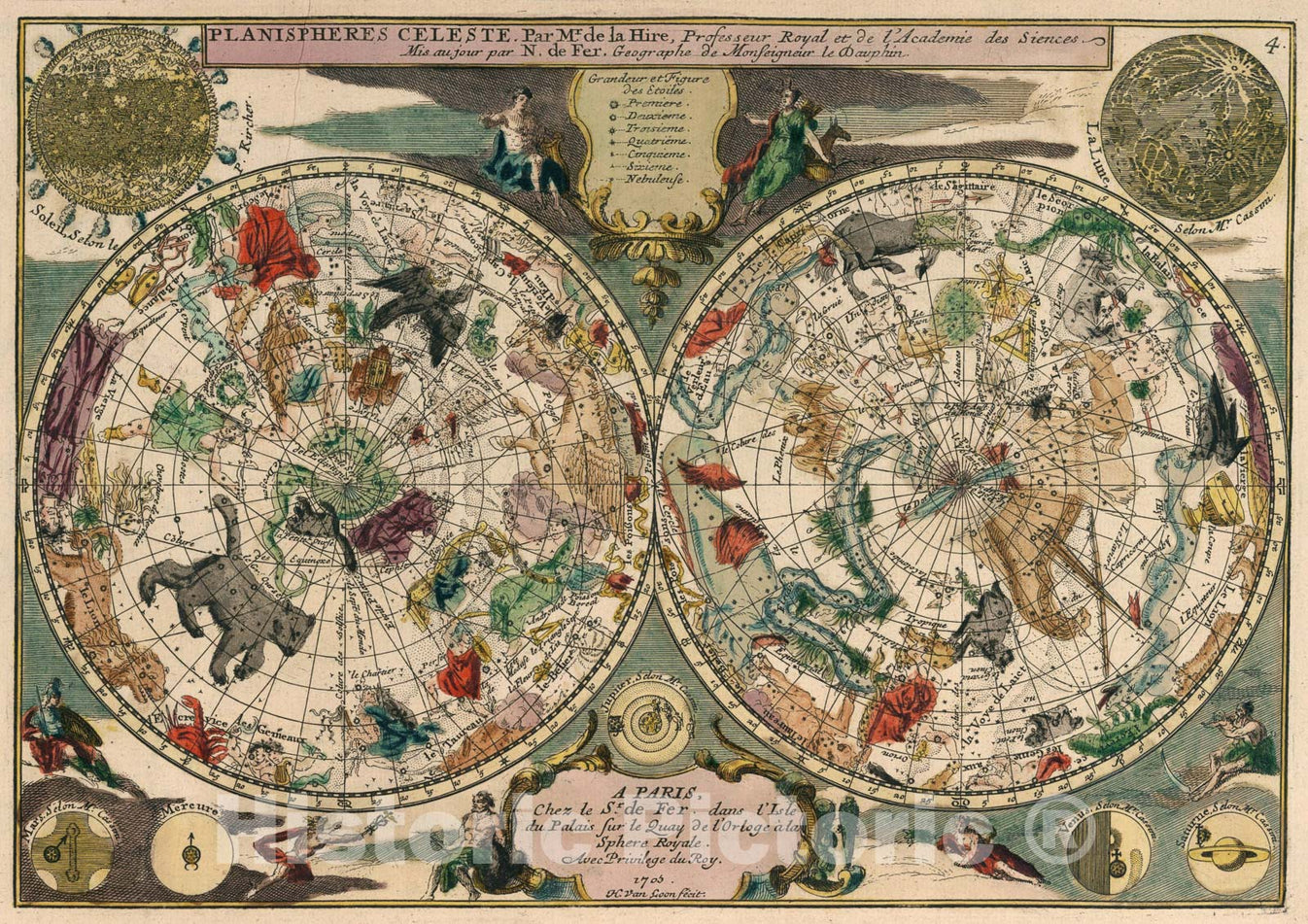 Historic Map : Planispheres Celeste., 1705, Vintage Wall Art – Historic ...
