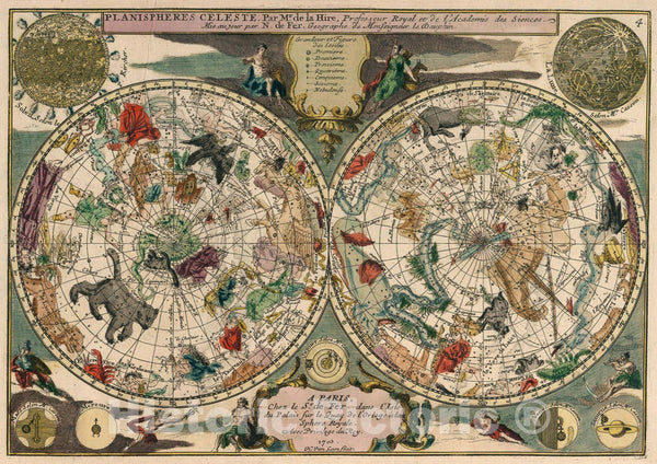 Historic Map : Planispheres Celeste., 1705, Vintage Wall Art – Historic ...
