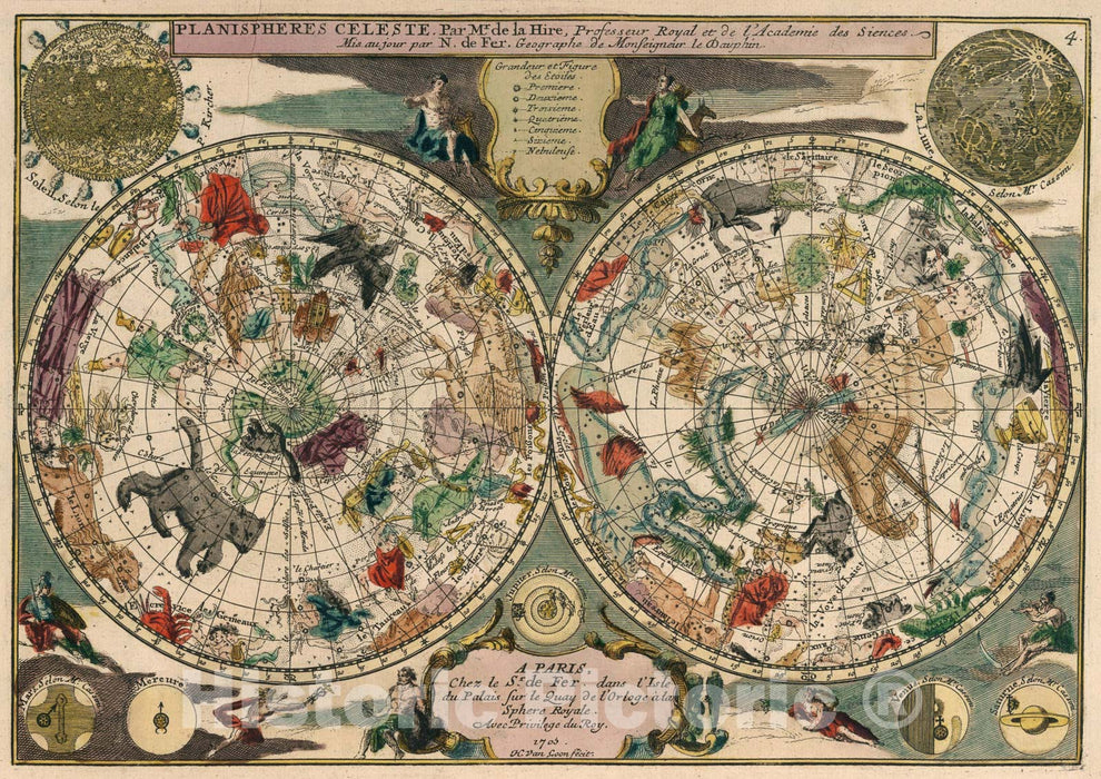 Historic Map : Planispheres Celeste., 1705, Vintage Wall Art – Historic ...