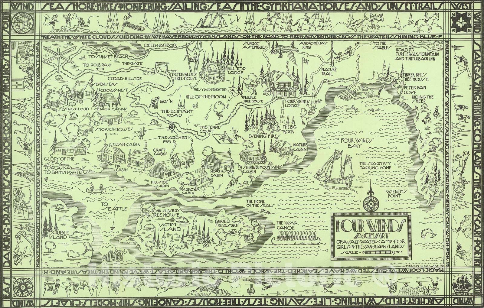 Historic Map : Four Winds, A Chart of Salt Water Camp for Girls in the ...