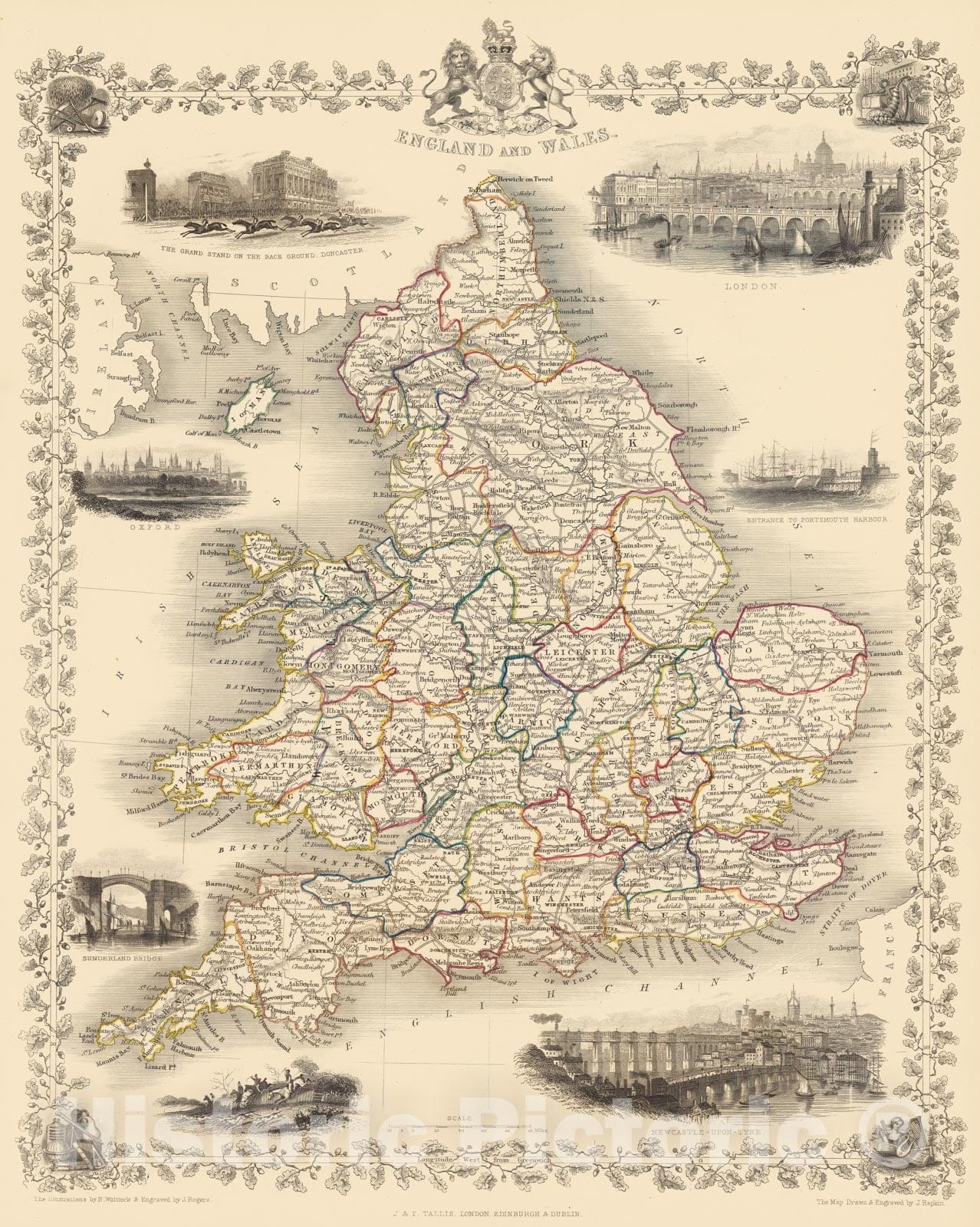 Historic Map : England and Wales., 1851, Vintage Wall Art - Historic ...