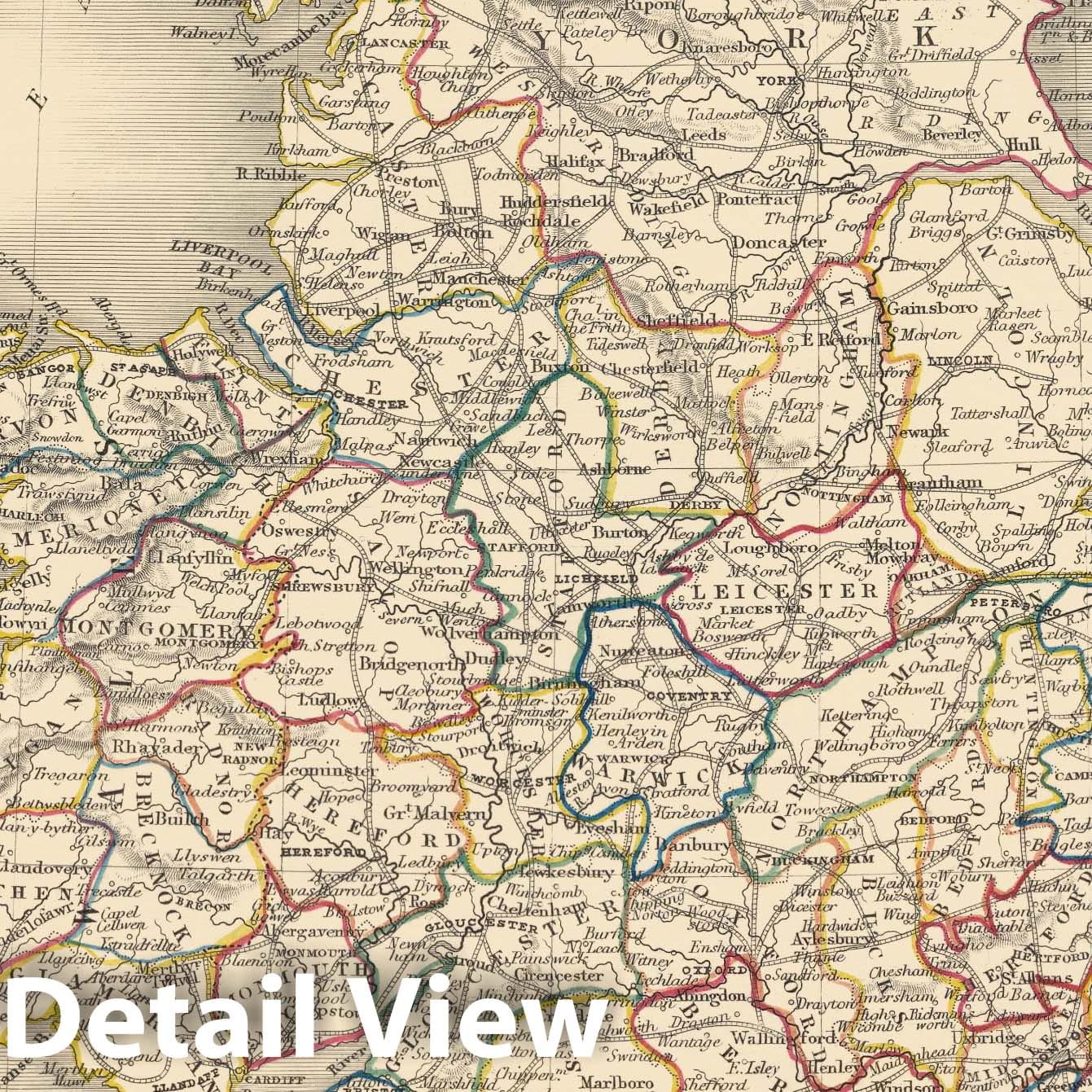 Historic Map : England and Wales., 1851, Vintage Wall Art - Historic ...