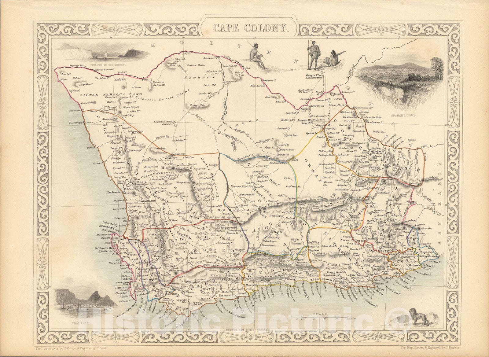 Historic Map : Cape Colony., 1851, Vintage Wall Art - Historic Pictoric