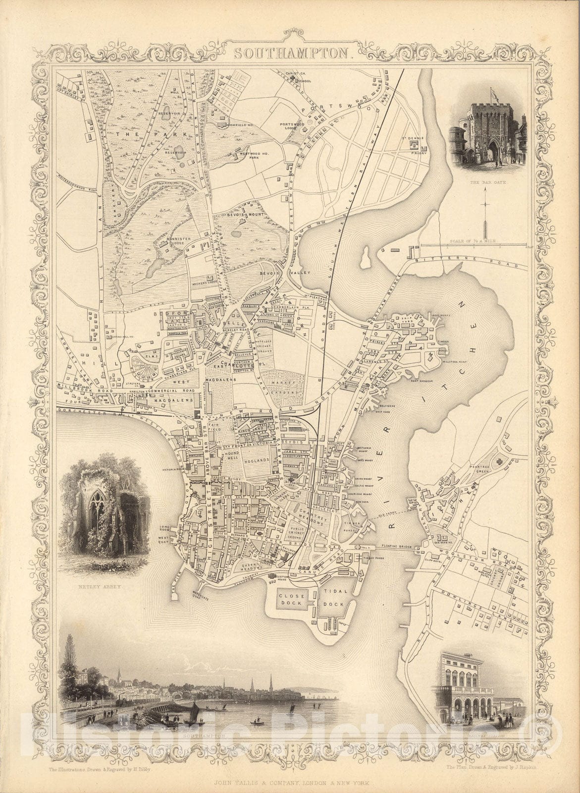 Historic Map : Southampton, 1851, Vintage Wall Art – Historic Pictoric
