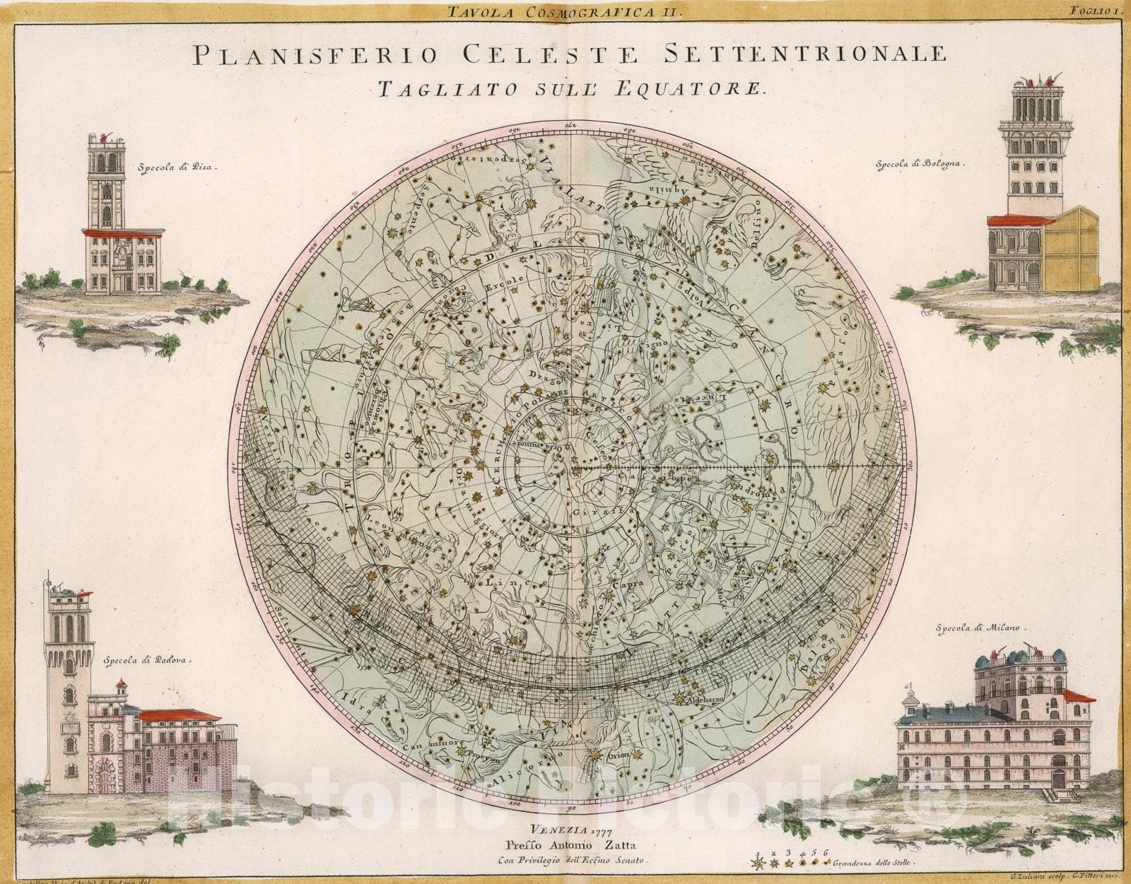 Historic Map : Planisferio Celeste Settentrionale Tagliato Sull Equato ...