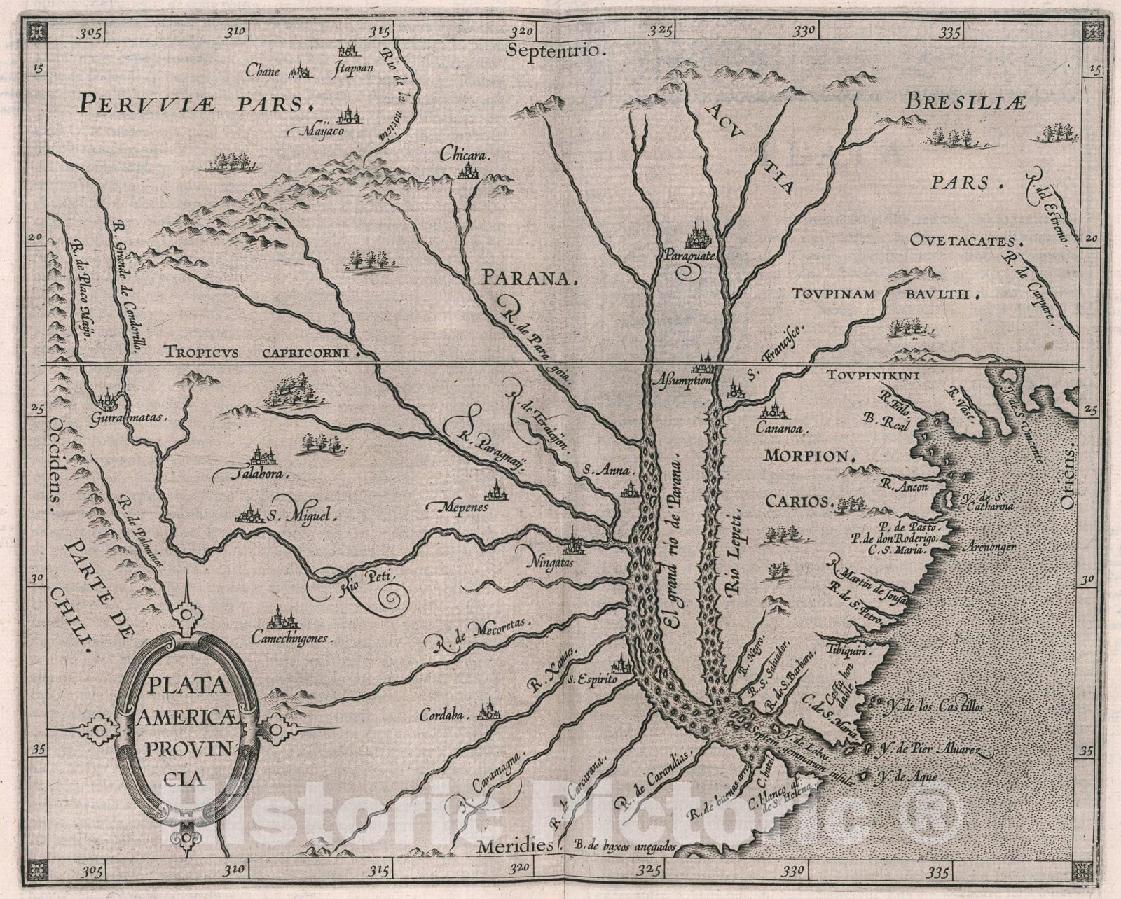 Historic Map : Plata Americae provincia, 1597, Vintage Wall Art ...