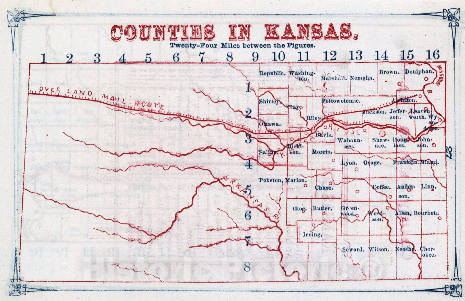 Historic Map : Counties in Kansas, 1866, Vintage Wall Art – Historic ...
