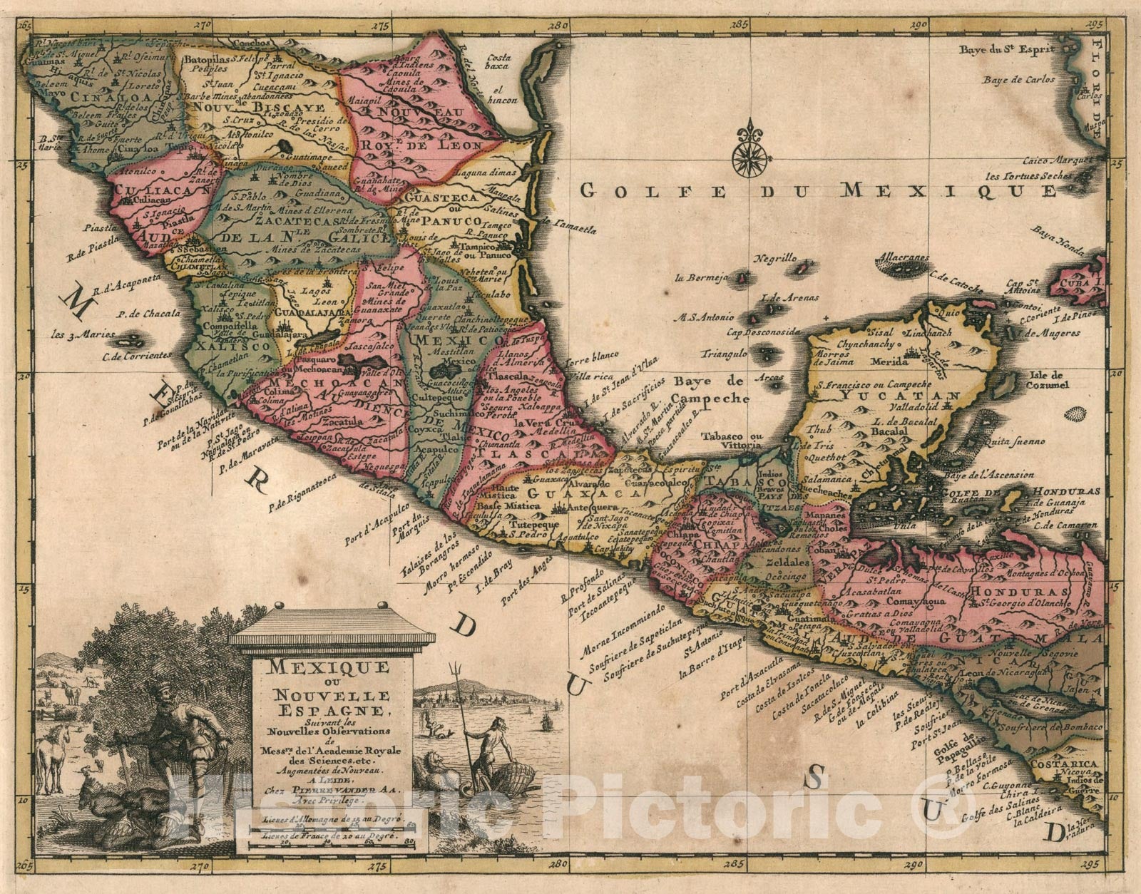 Historic Map : Mexique ou Nouvelle Espagne, 1714, Vintage Wall Art ...