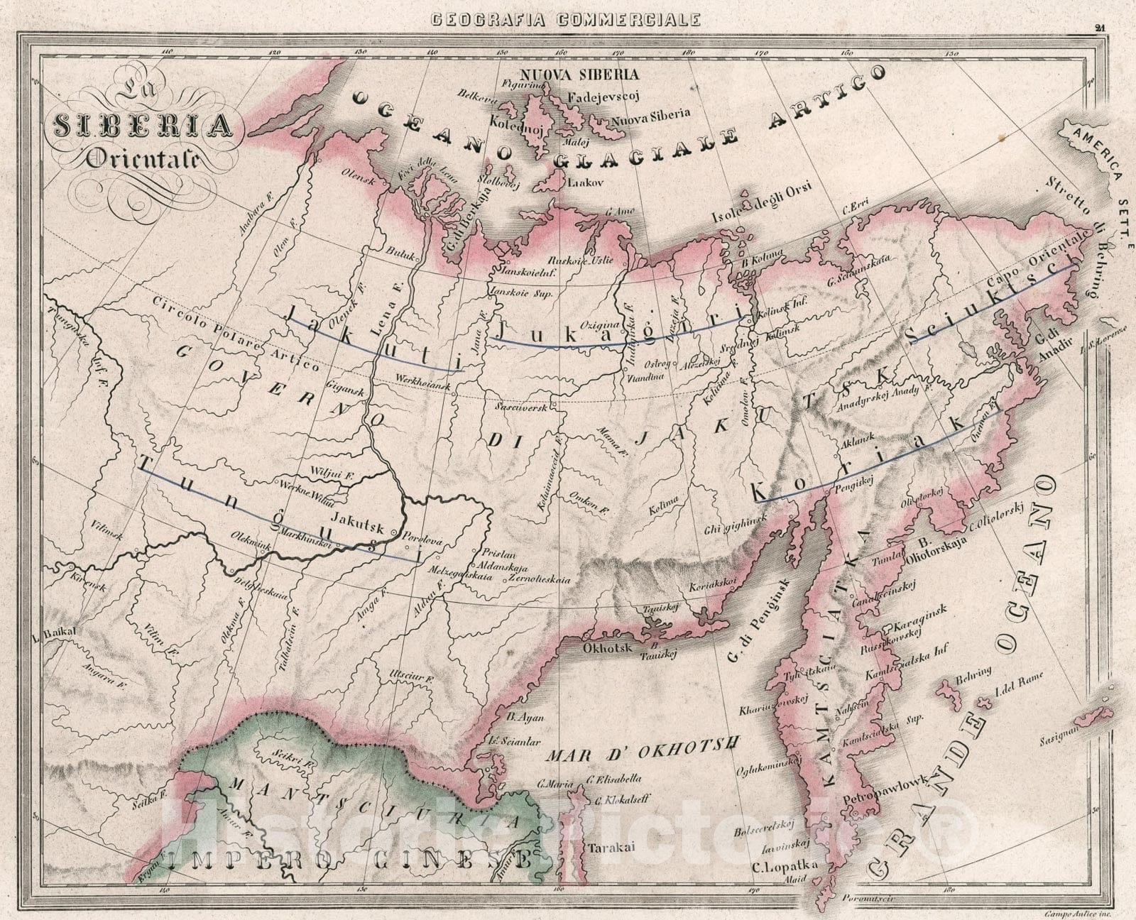 Historic Map : 21. La Siberia Orientale., 1858, Vintage Wall Art ...