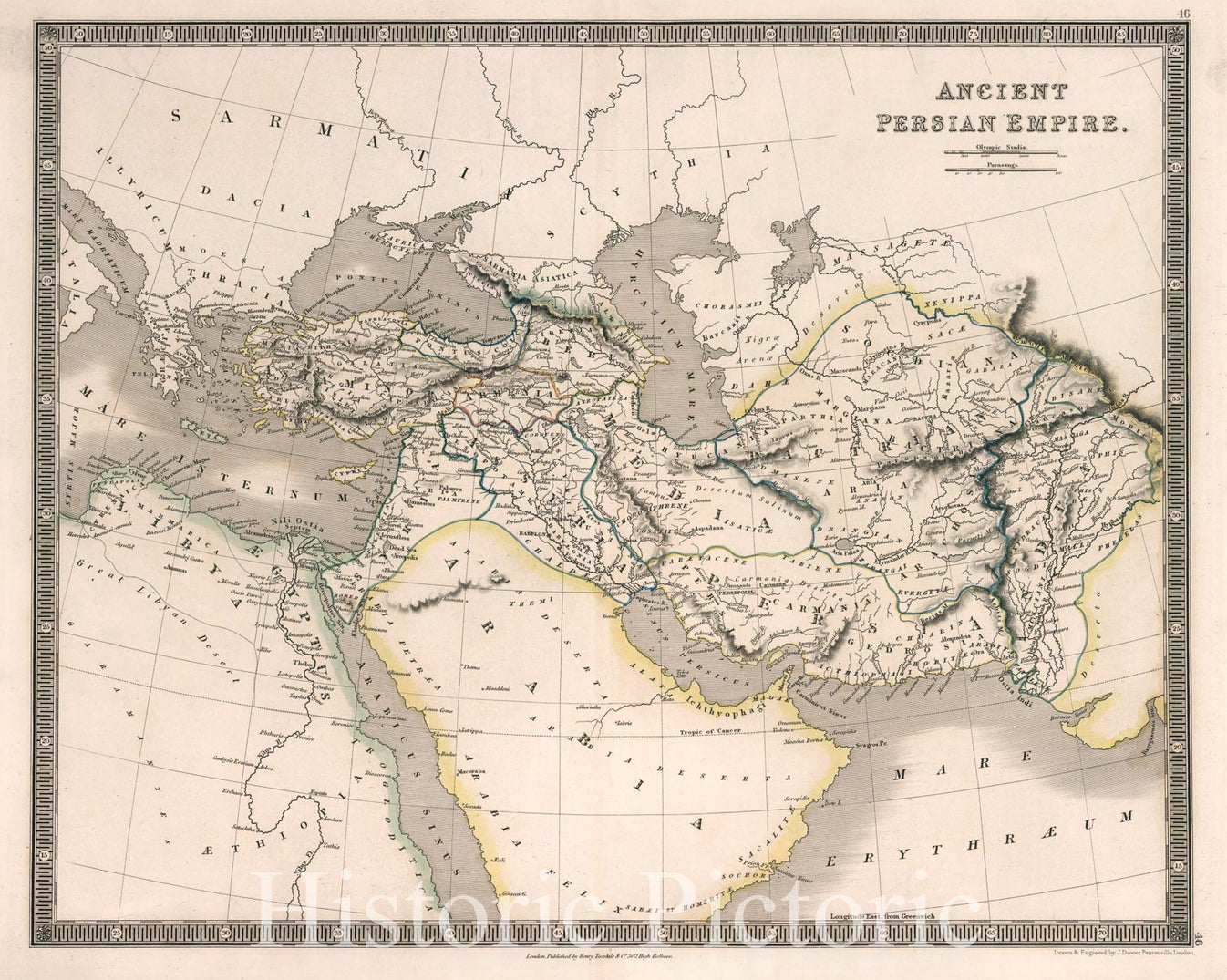Ancient Persian Empire Map 1836 - Historical Print | Historic Pictoric