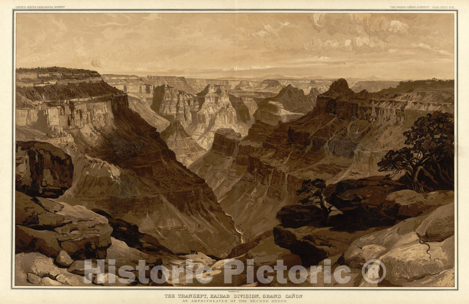 Historic Map : The Transept, Kaibab Division, Grand Canon., 1882, Vint ...