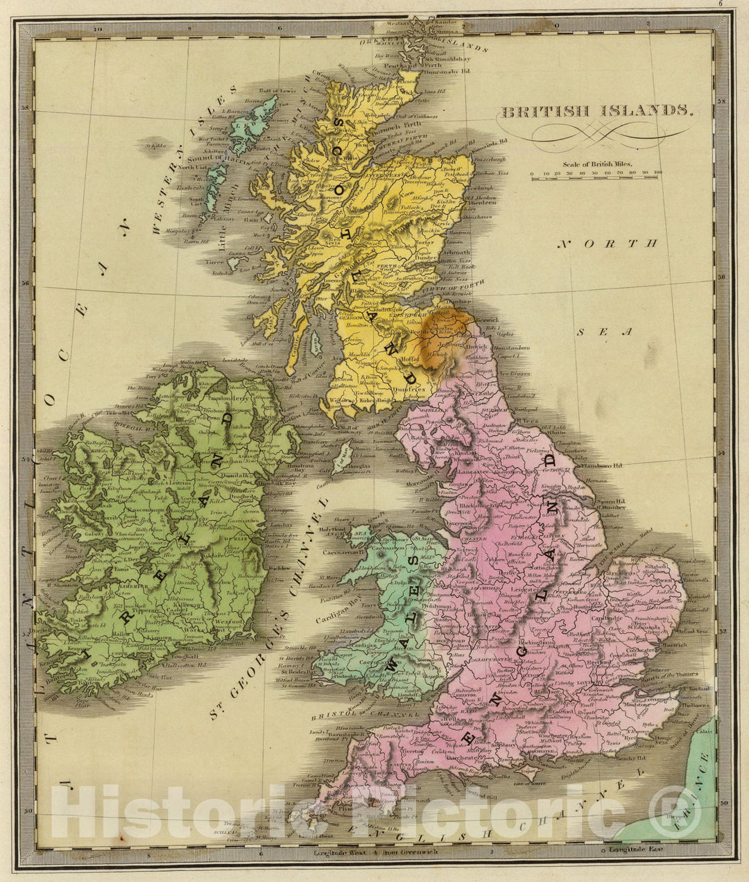 Historic Map : British Islands., 1840, Vintage Wall Art – Historic Pictoric