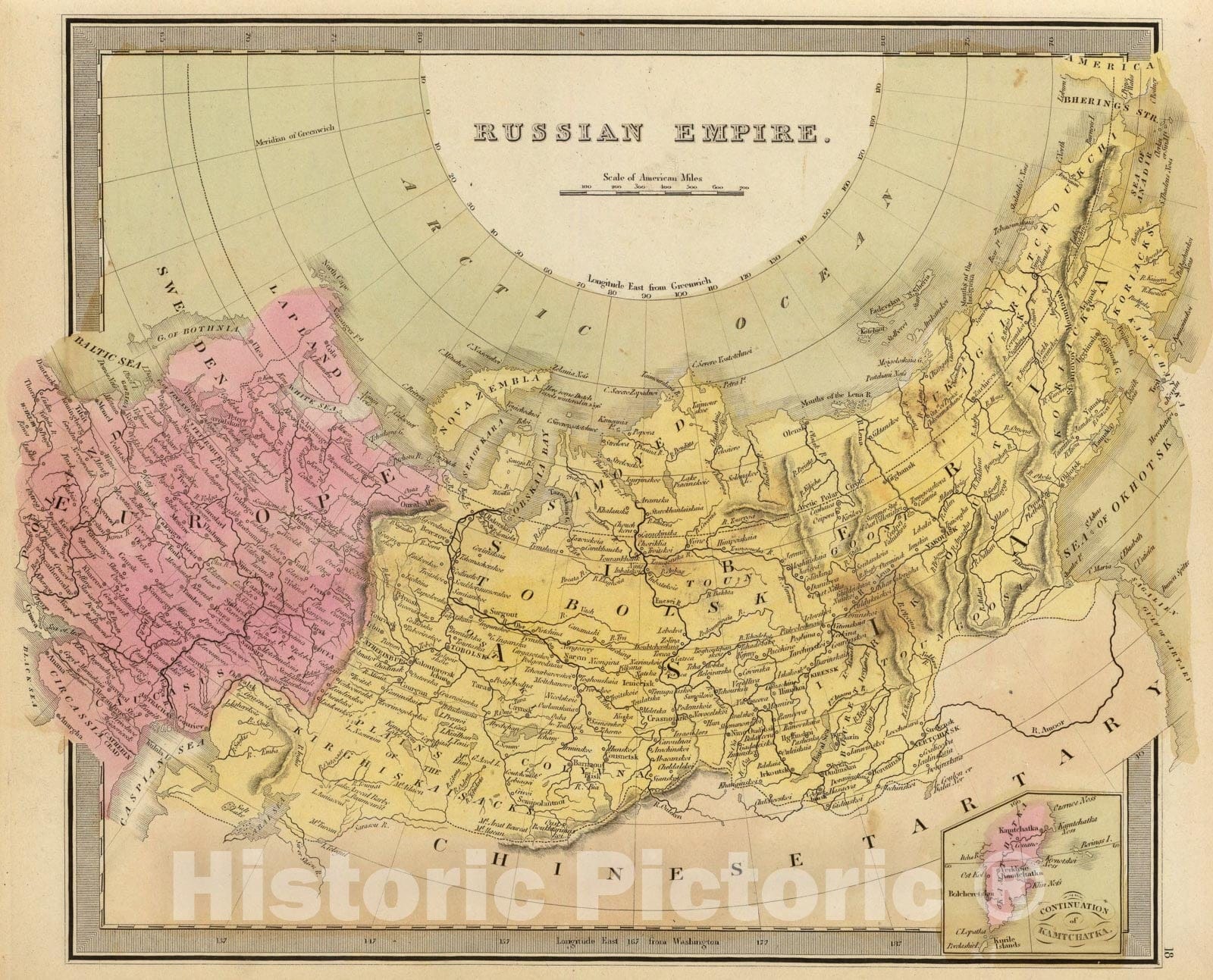 Historic Map : Russian Empire., 1840, Vintage Wall Art - Historic Pictoric