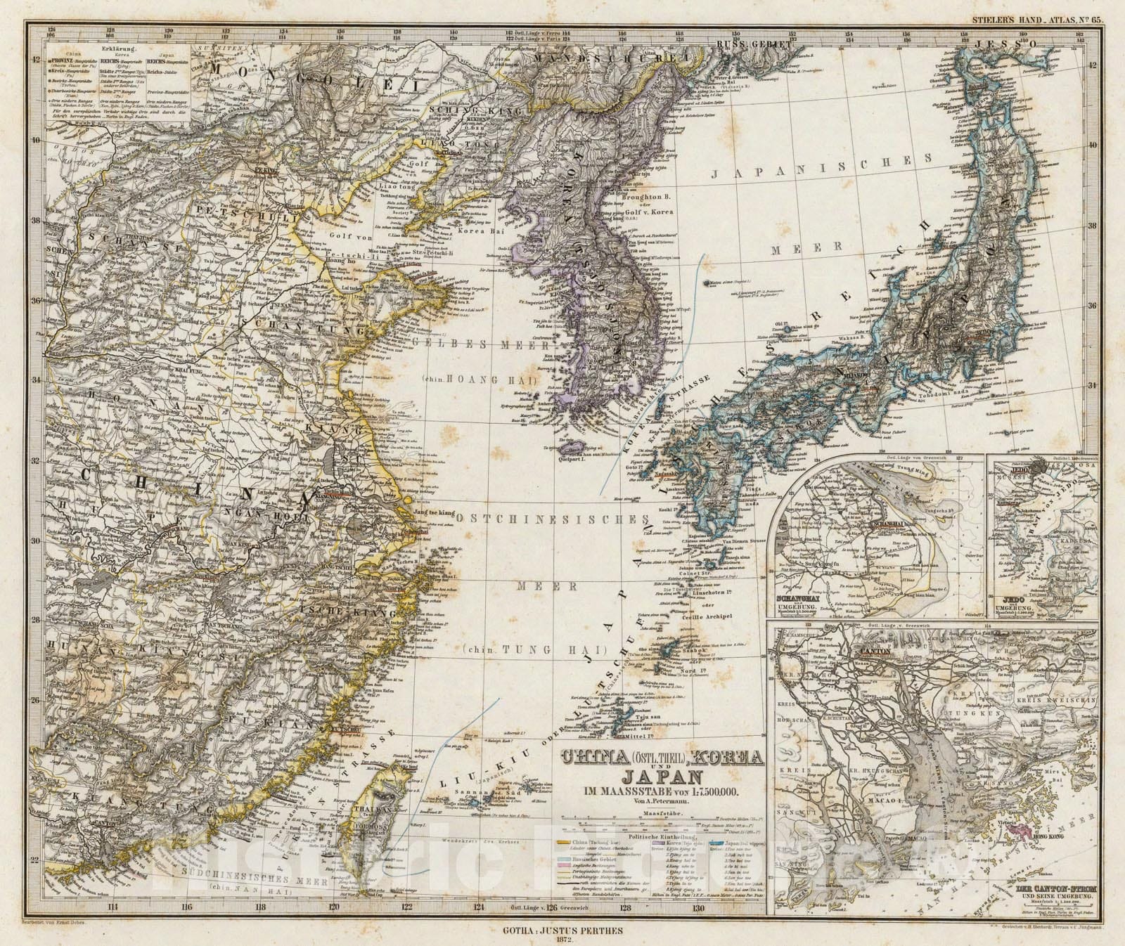 Historic Map : China (Ostl. Theil), Korea Und Japan., 1875, Vintage Wa ...