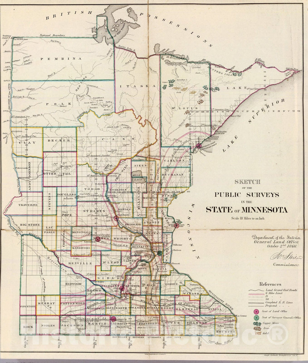 Historic Map : Minnesota., 1866, Vintage Wall Art – Historic Pictoric