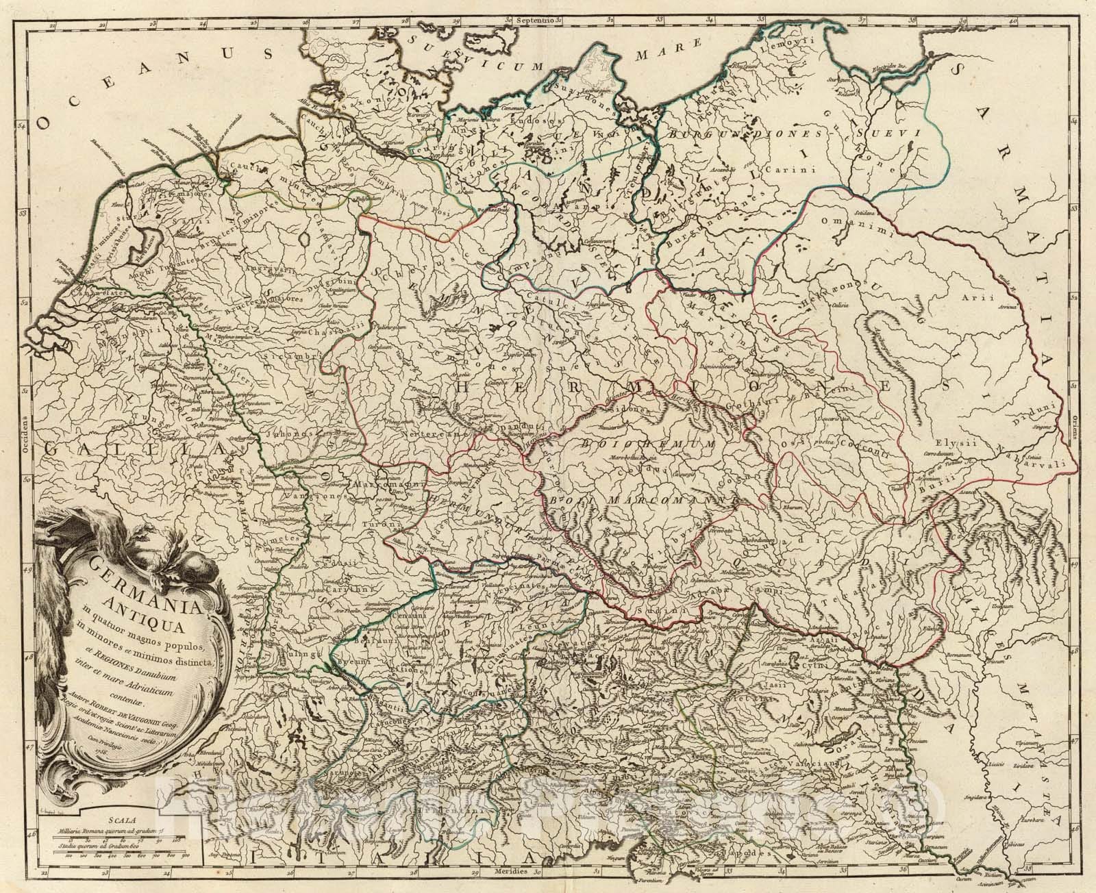 Historic Map : Germania Antiqua., 1756, Vintage Wall Art - Historic ...