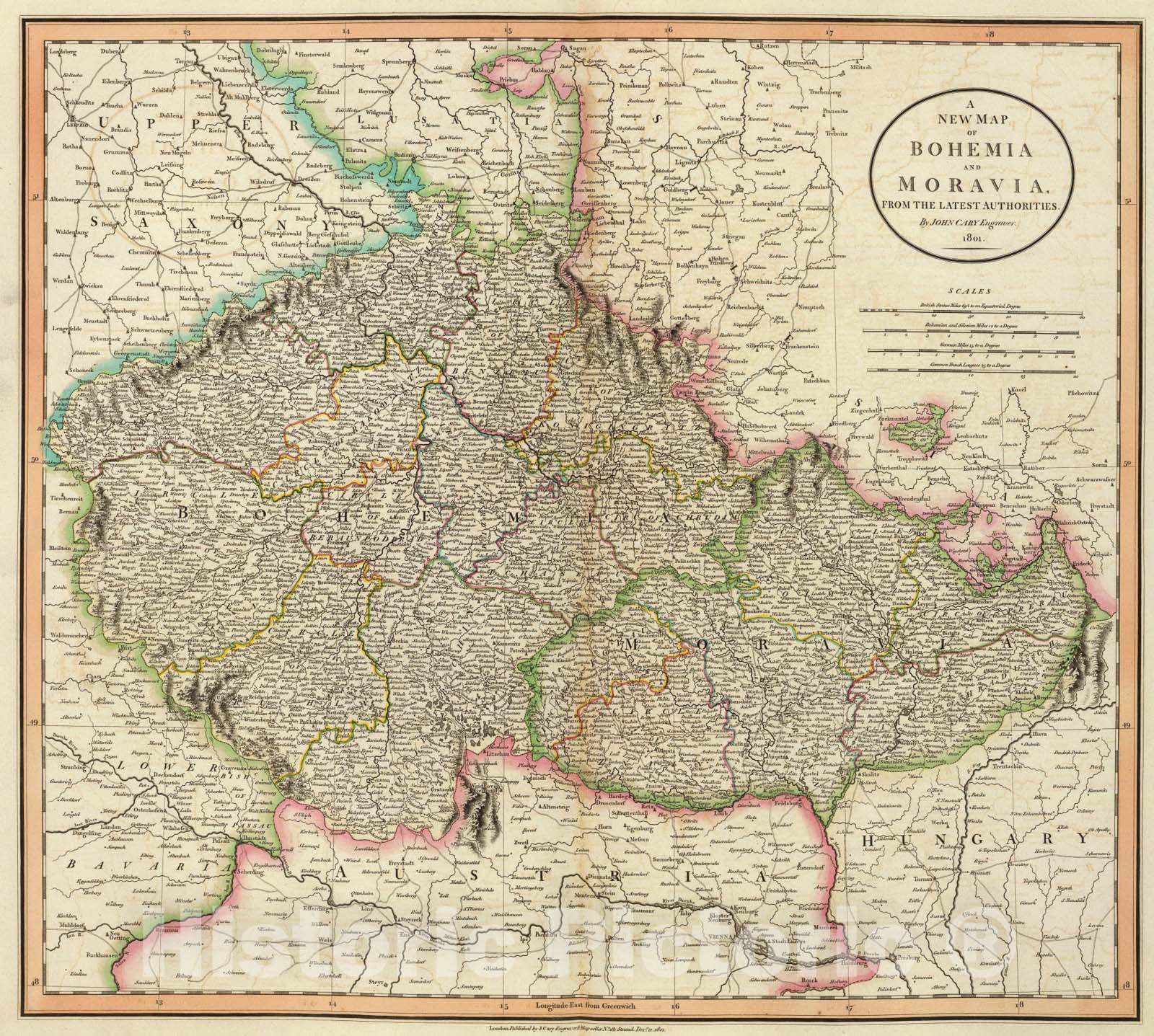 Historic Map : Bohemia, Moravia., 1801, Vintage Wall Art – Historic ...