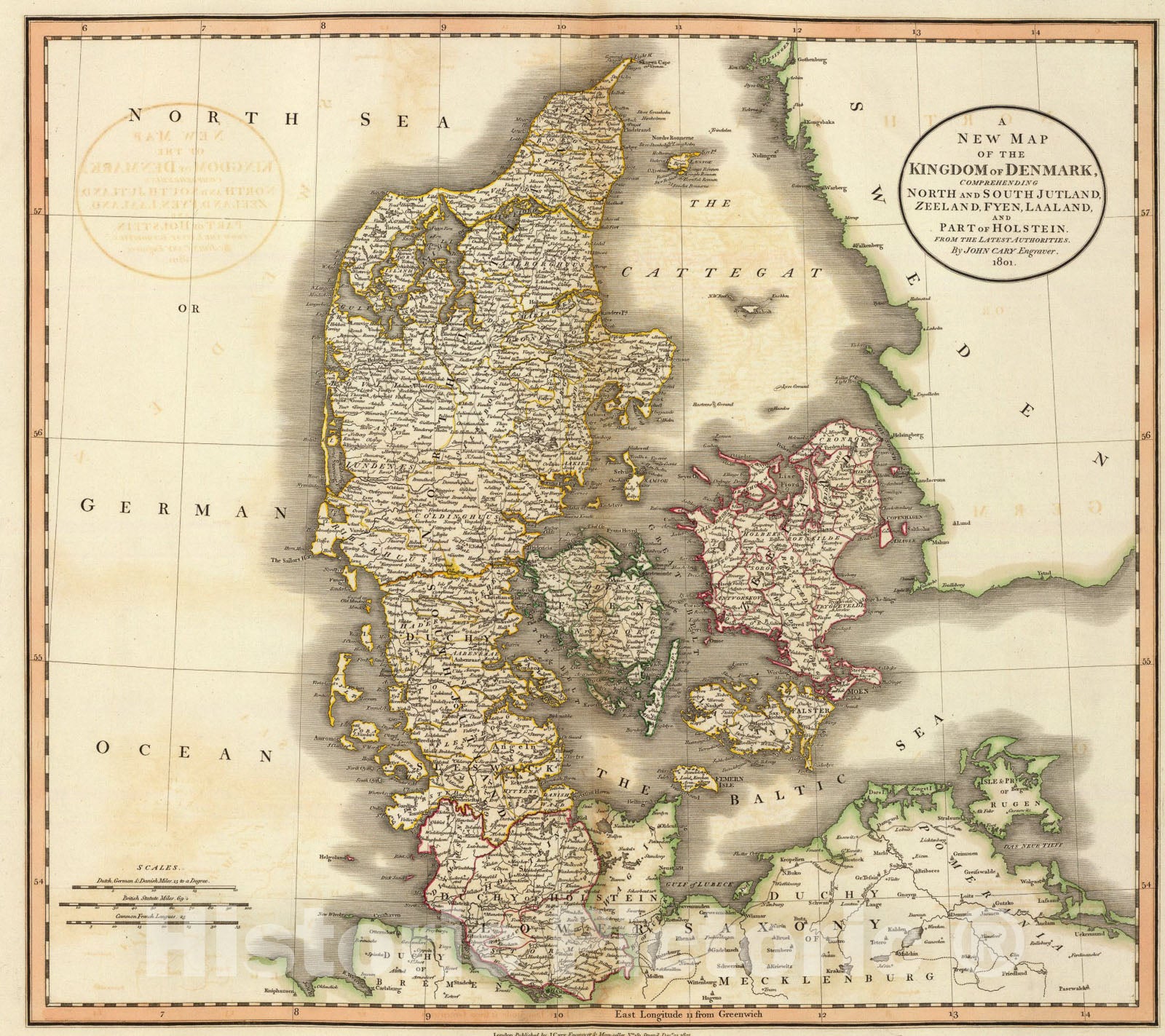 Historic Map : Denmark., 1801, Vintage Wall Art – Historic Pictoric