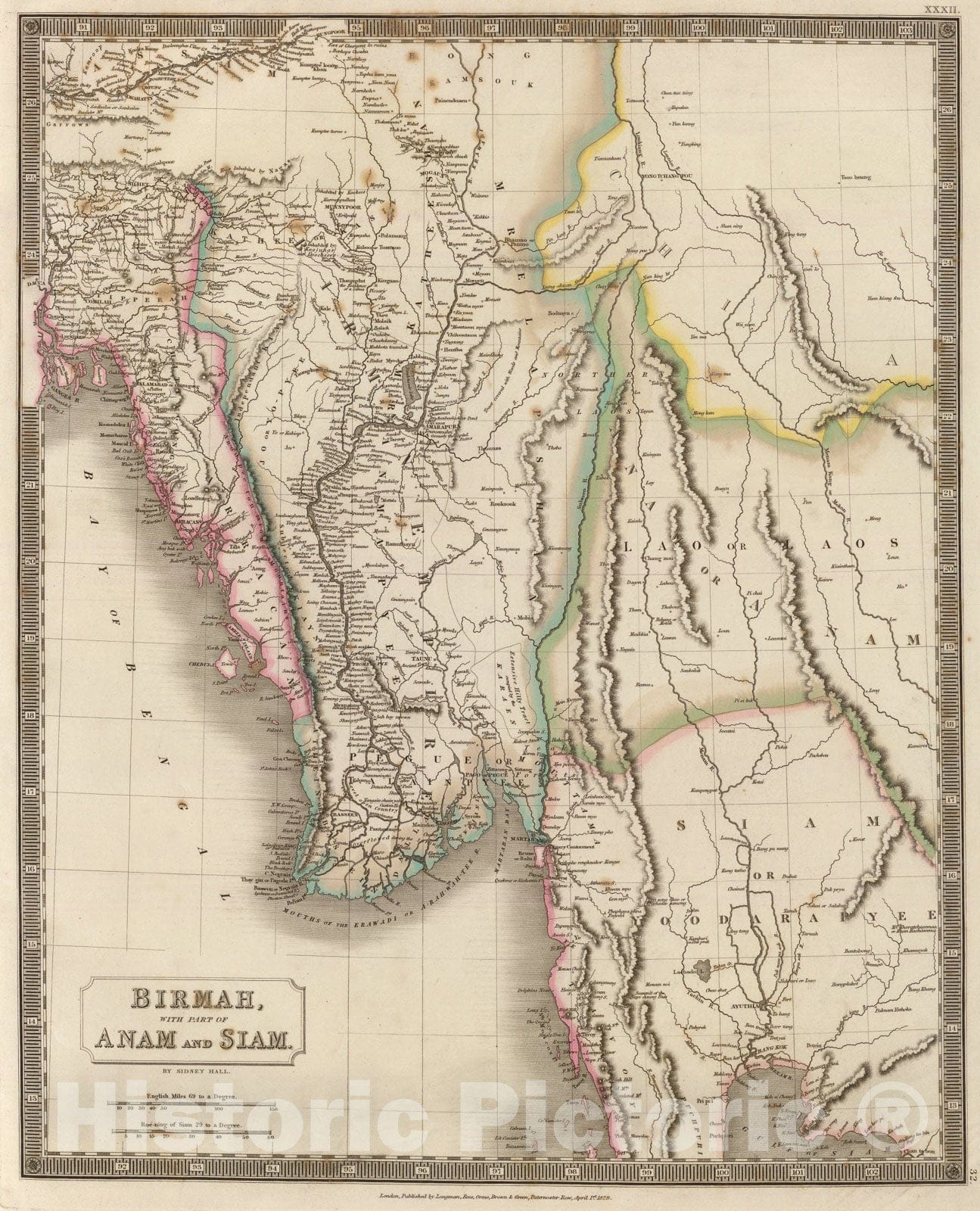 Historic Map : Birmah, Anam, Siam., 1829, Vintage Wall Art – Historic ...