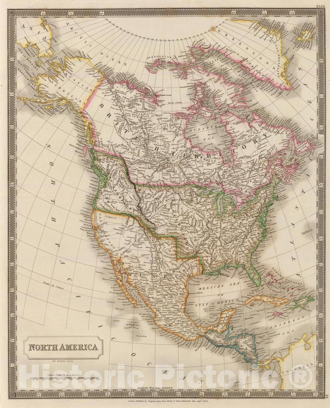 Historic Map : North America., 1829, Vintage Wall Art – Historic Pictoric